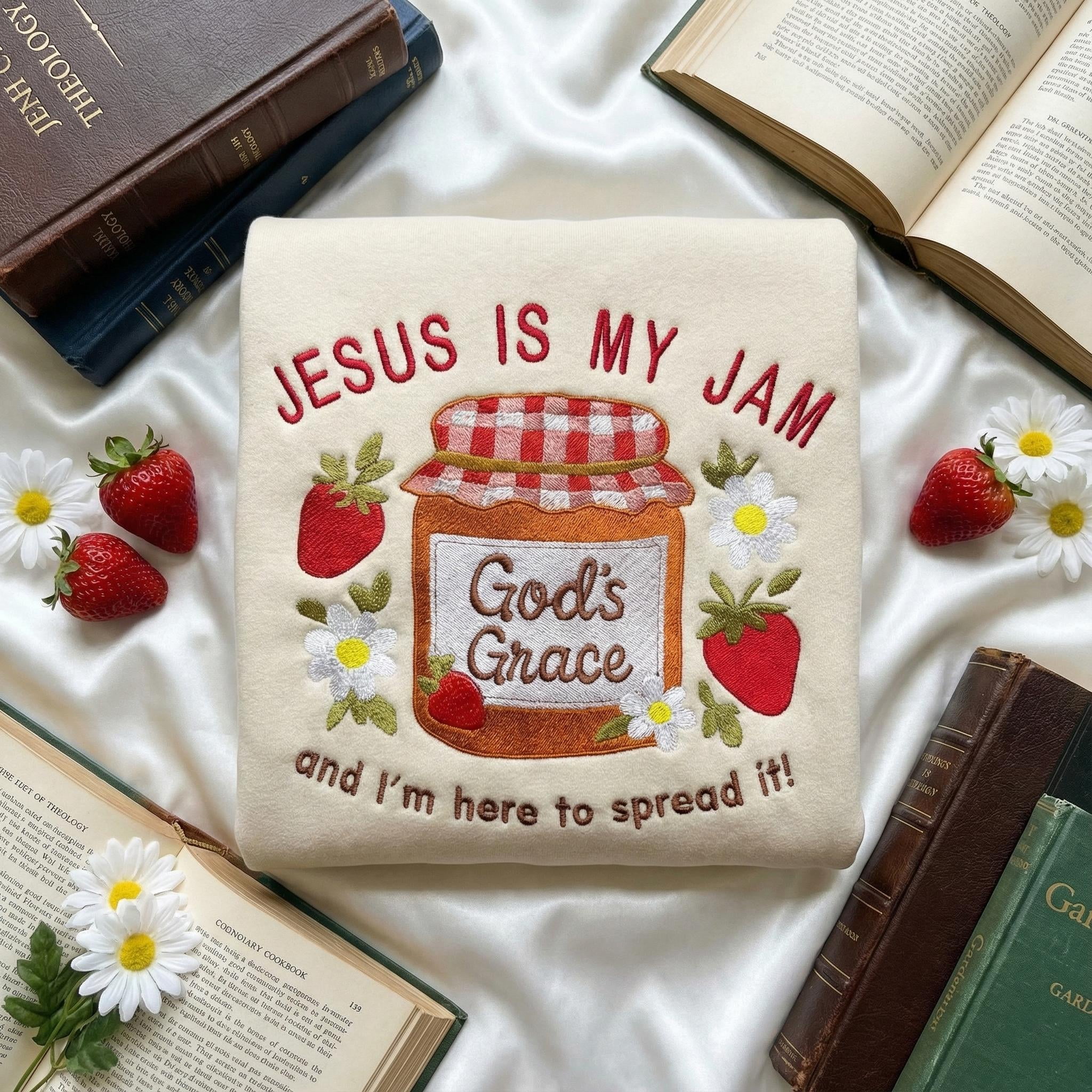 Jesus Is My Jam Embroidered Sweatshirt, Funny Christian Shirt, God’s ...