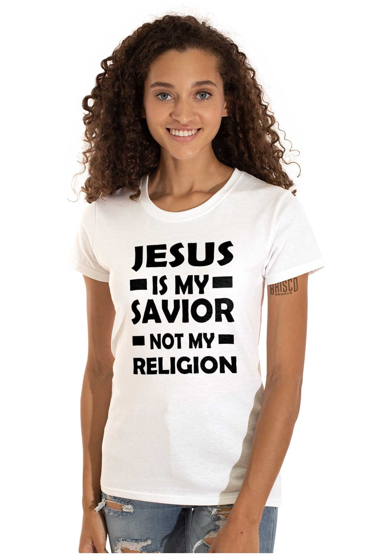 Jesus Is My Savior Not My Religion Womens Slim Fit Graphic Tee Brisco ...