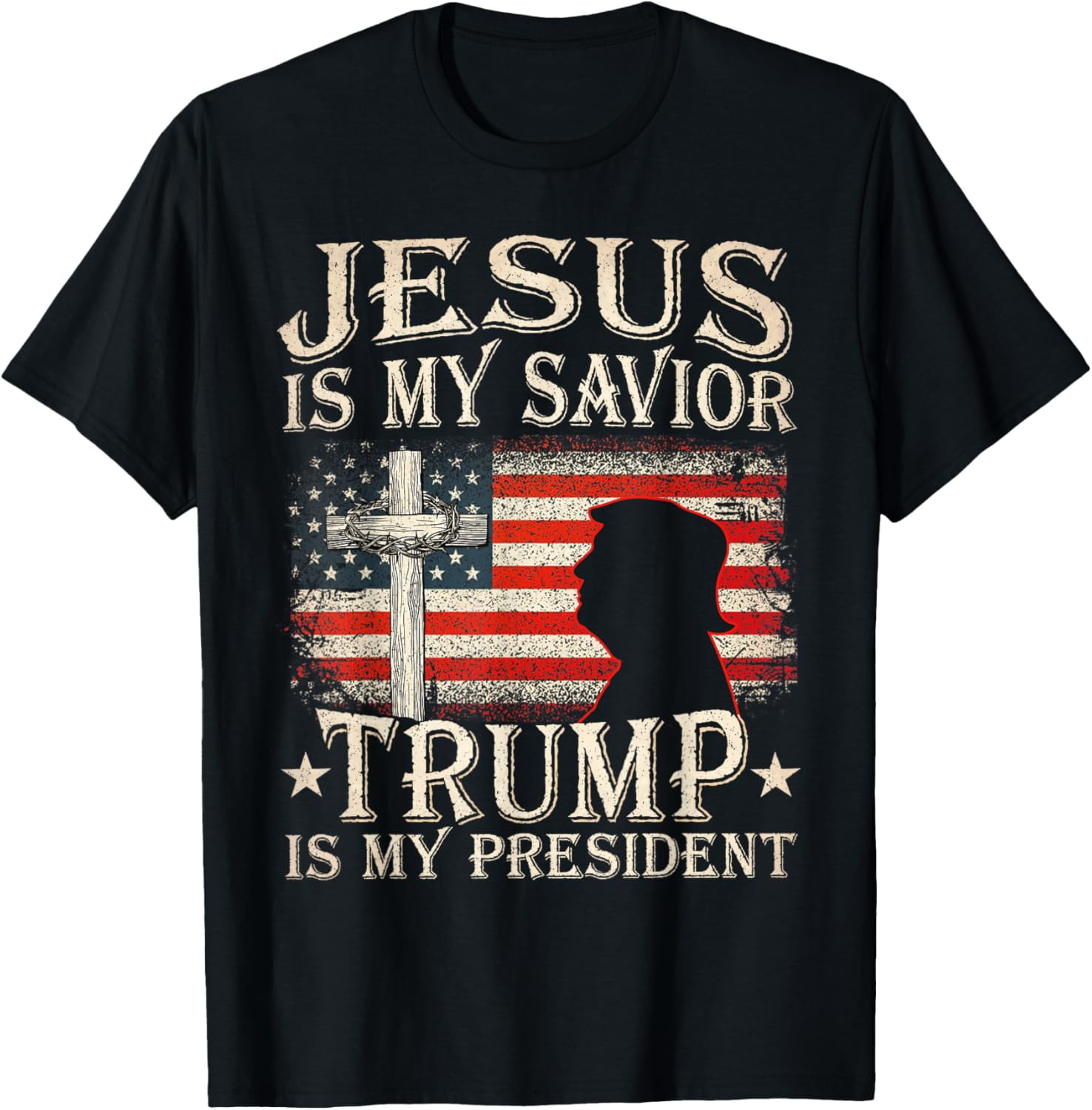 Jesus Is My Savior Trump Is My President Trump 2024 USA Flag T-Shirt ...