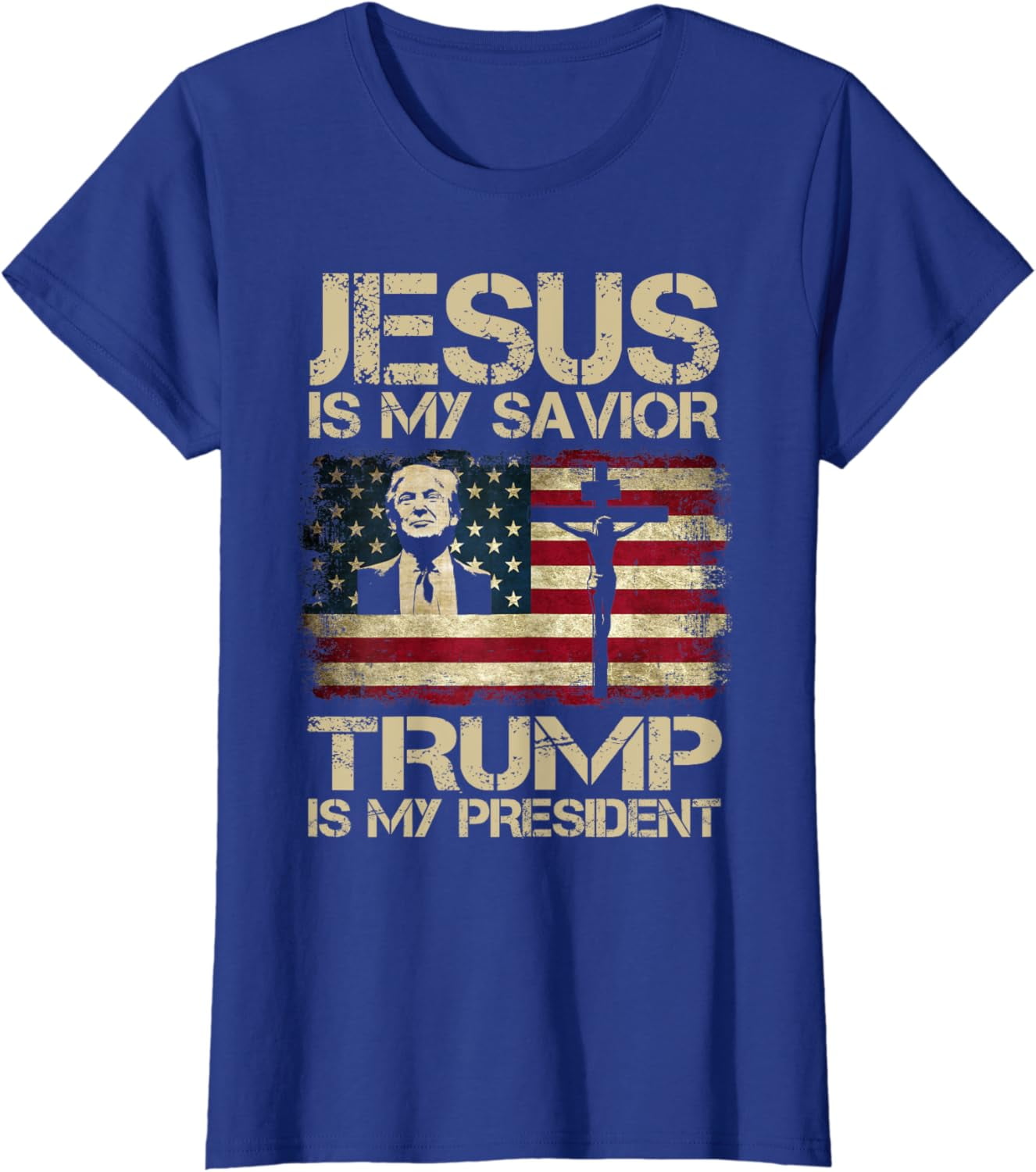 Jesus Is My Savior Trump Is My President Trump 2024 USA Flag T-Shirt ...