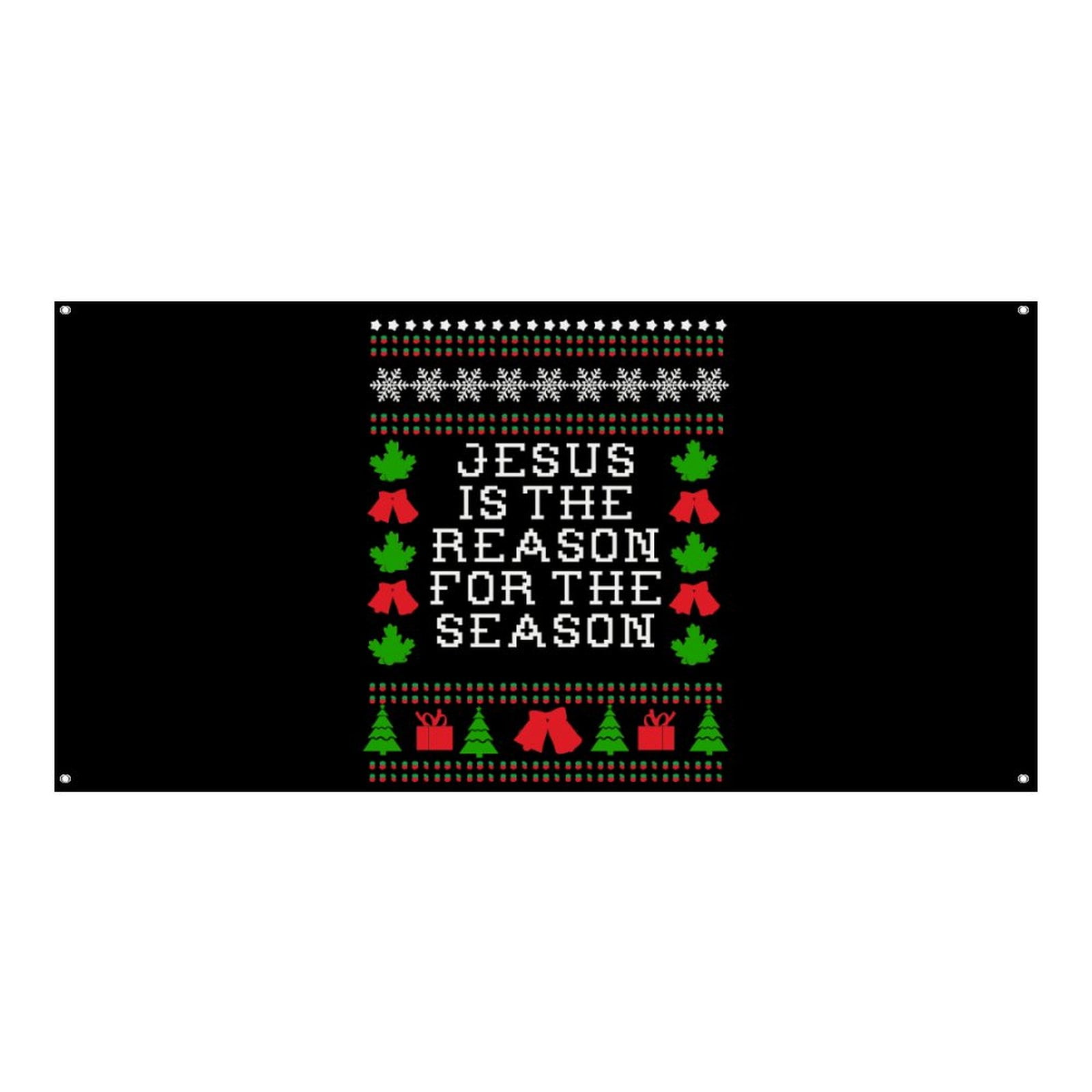 Jesus Is The Reason For The Season Banners Flag Hanging Backdrop Sign ...
