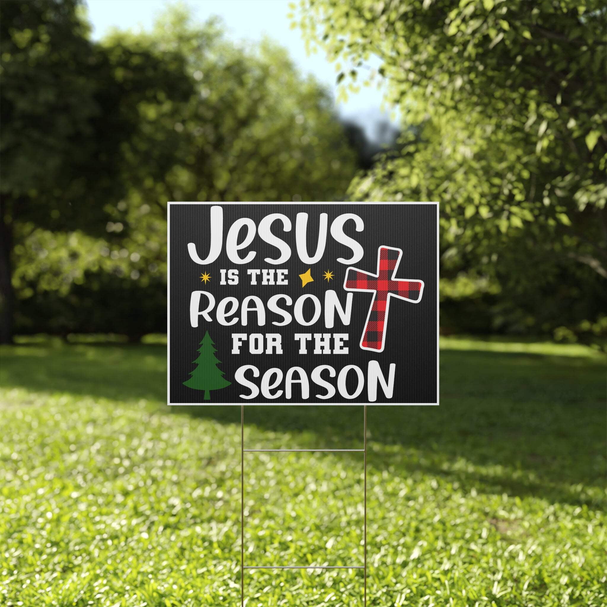 Humanity Source Yard Sign with Flannel Cross, Plastic Weatherproof ...