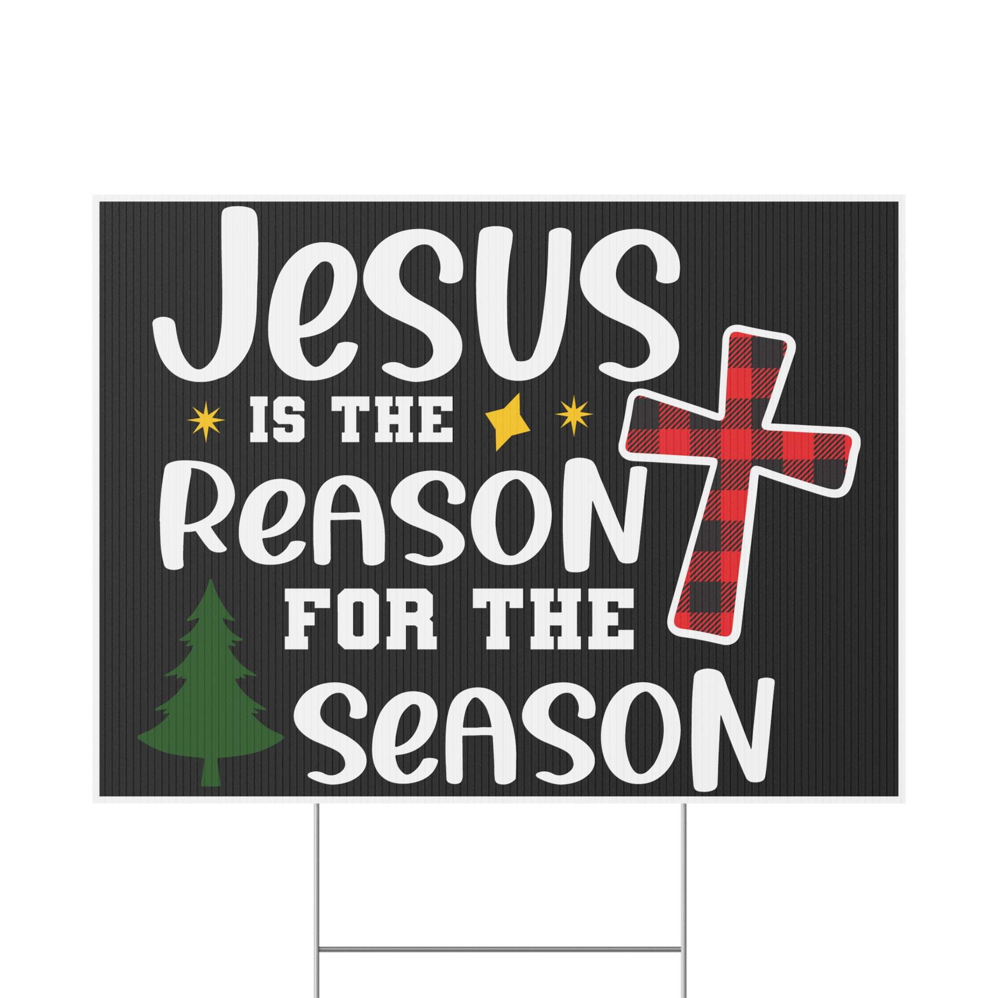Jesus Is The Reason For The Season Yard Sign, Flannel Cross - Walmart.com