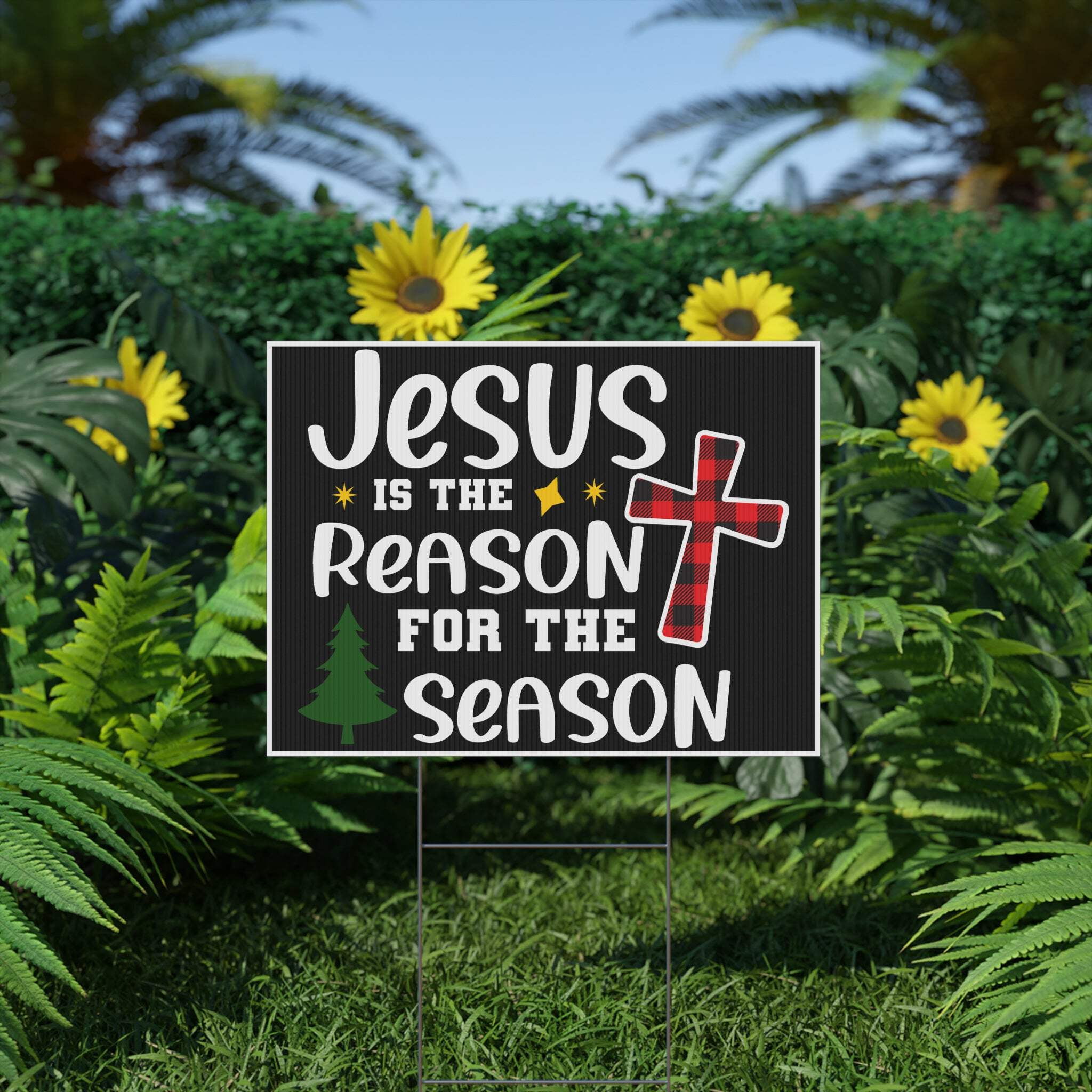 Jesus Is The Reason For The Season Yard Sign, Flannel Cross - Walmart.com