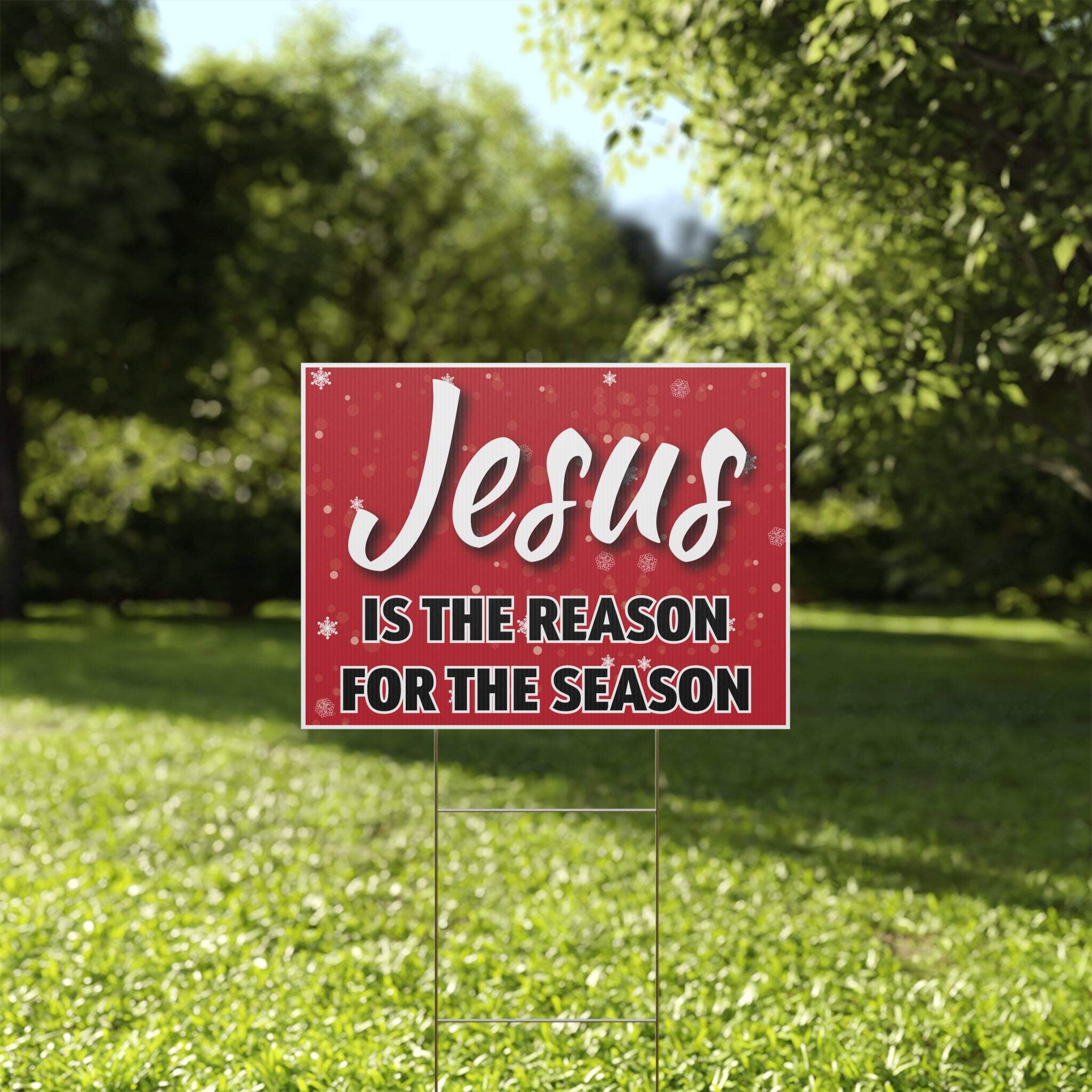 Jesus Is The Reason For The Season Yard Sign, Red Snowflakes - Walmart.com