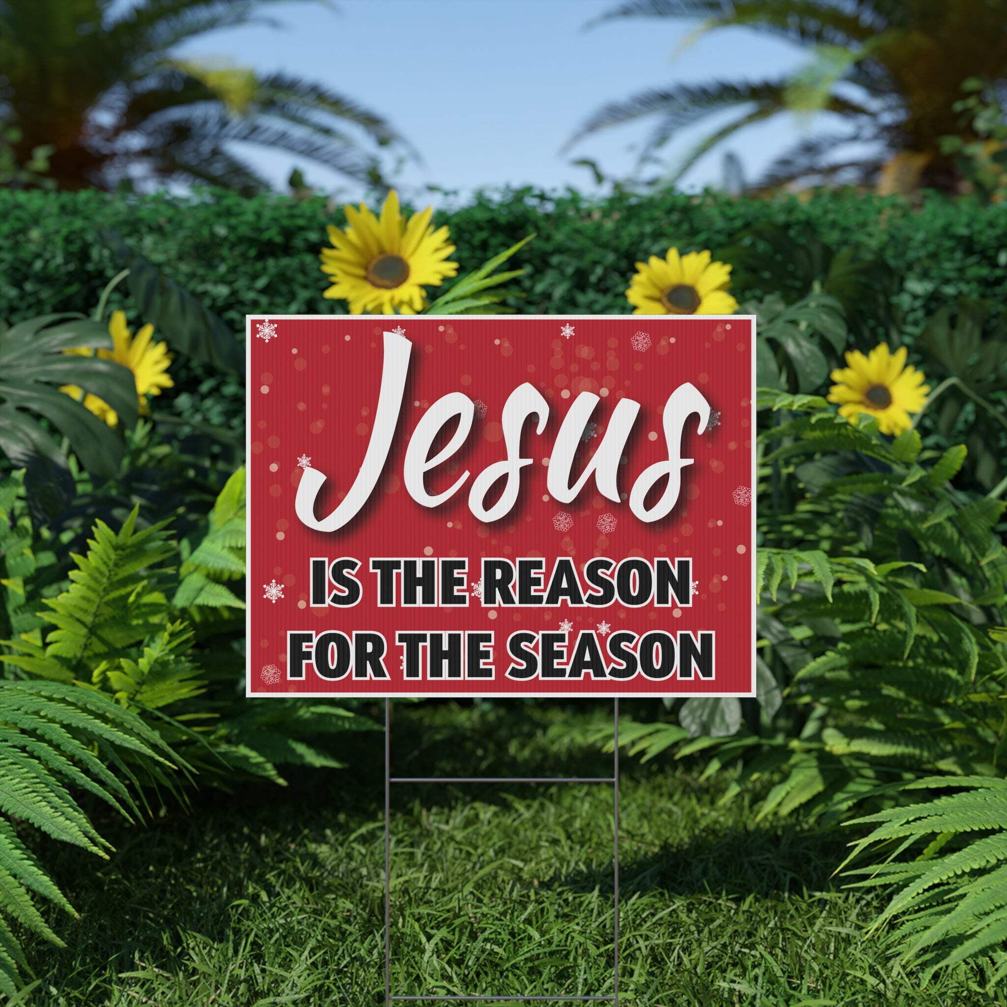Jesus Is The Reason For The Season Yard Sign, Red Snowflakes - Walmart.com