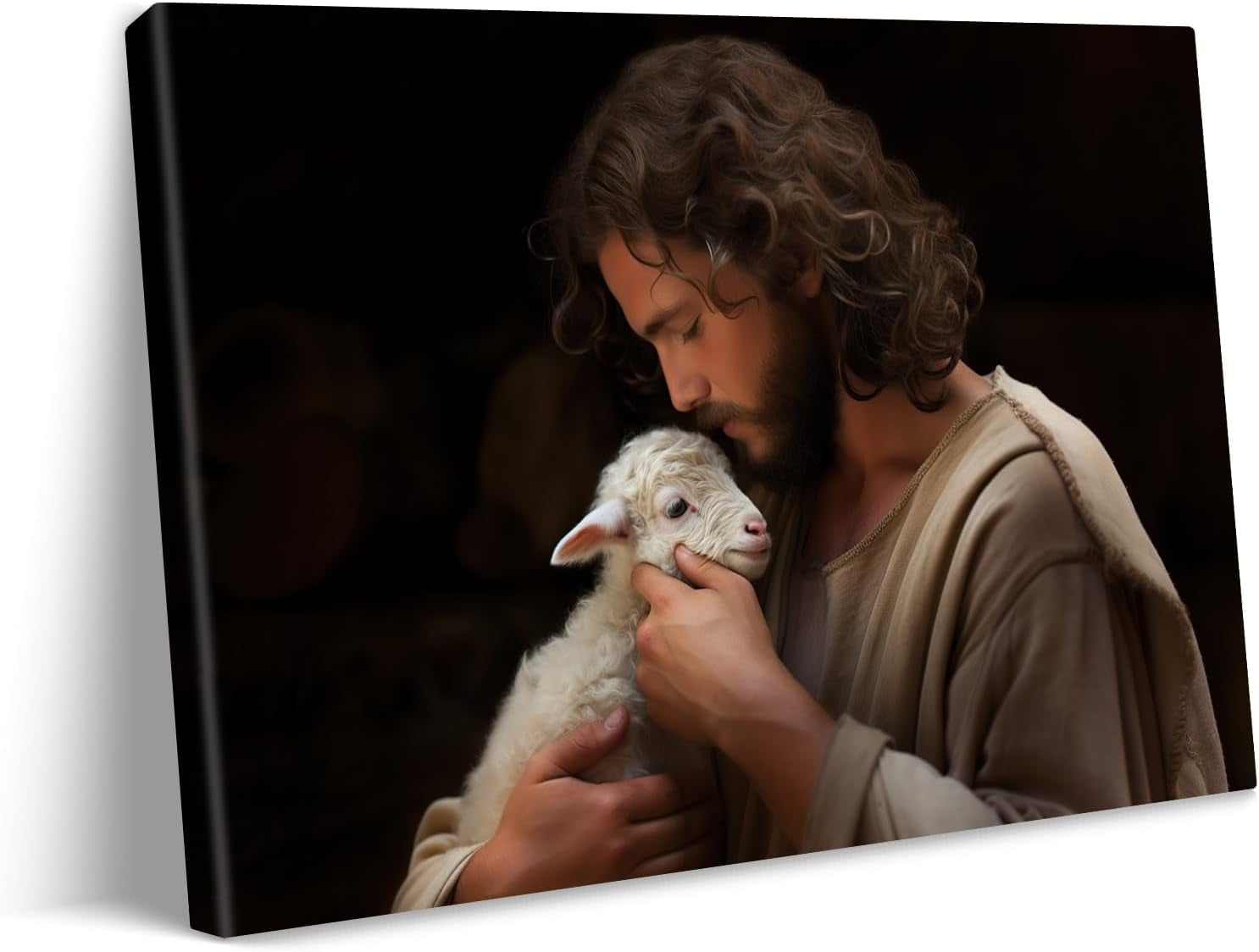 Jesus and Lamb Canvas Print Christian Inspirational Wall Art Tender ...
