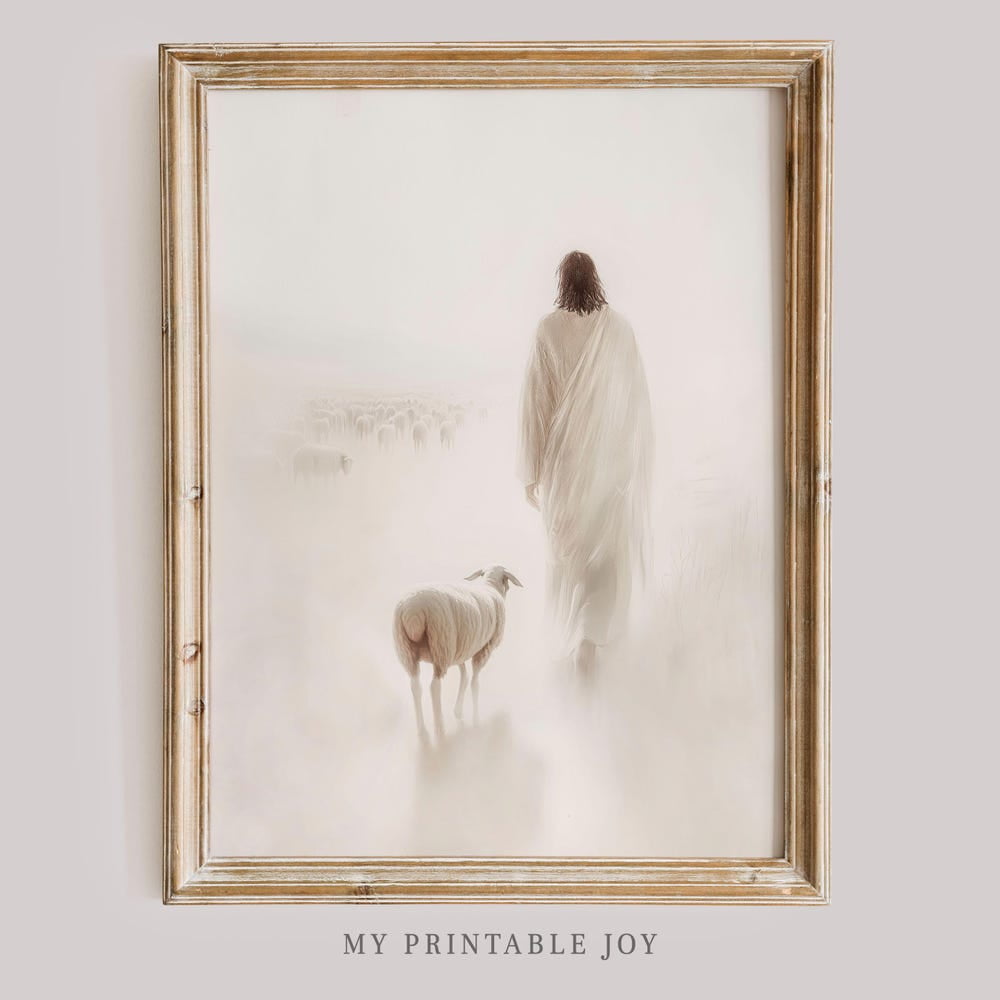Jesus And Lamb Wall Art Spiritual Christian Decor Peaceful Religious ...
