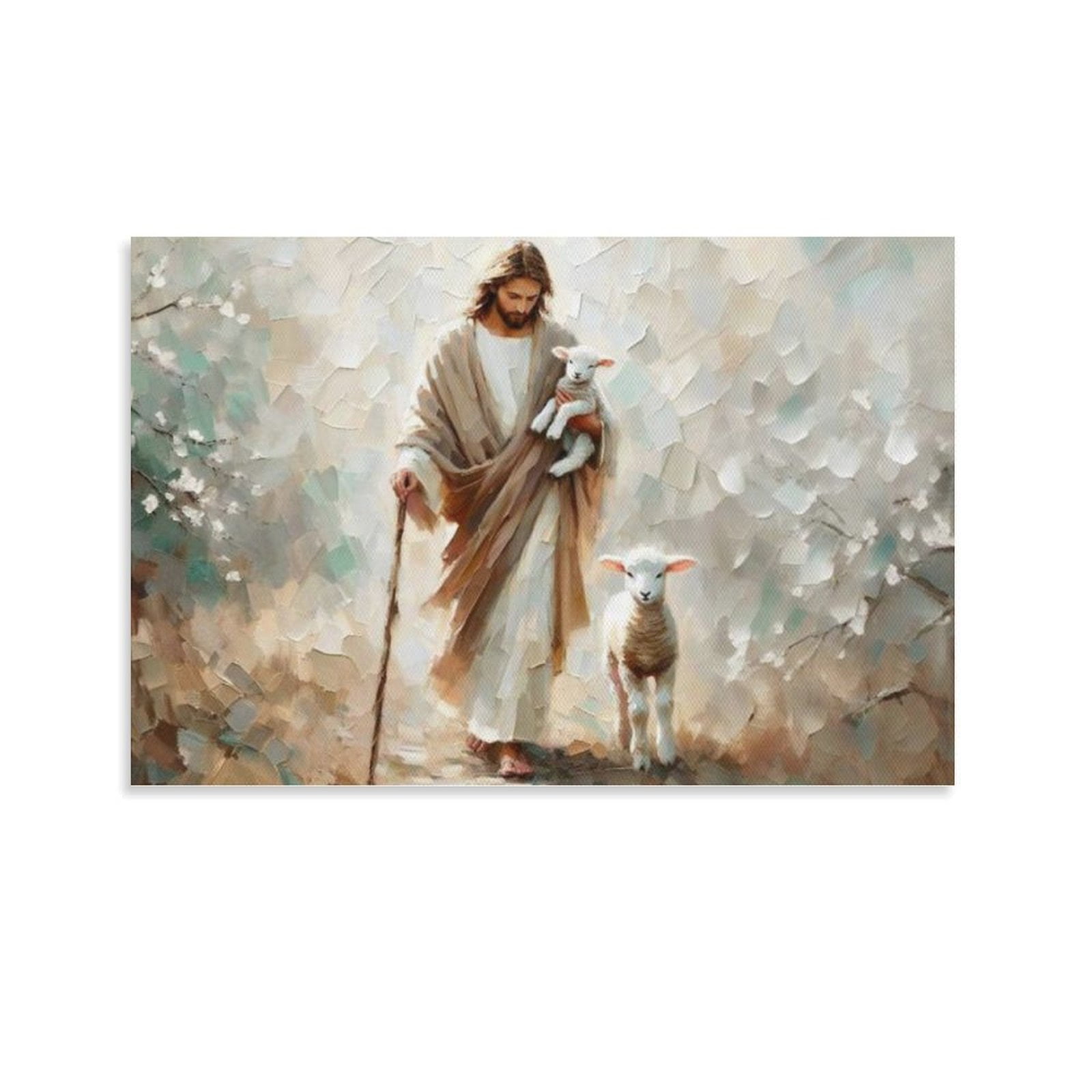 Jesus And The Lamb Wall Decor - Good Shepherd - Christ Bible Painting ...