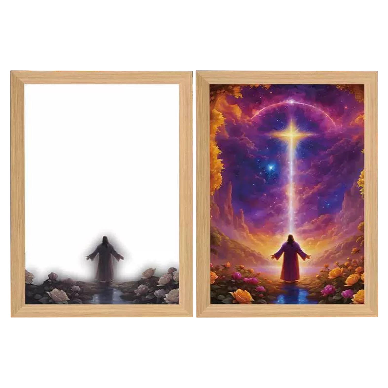 Jesus Lamp,Light Up Cross,Cross Light,4D LED Christ Frame Light ...