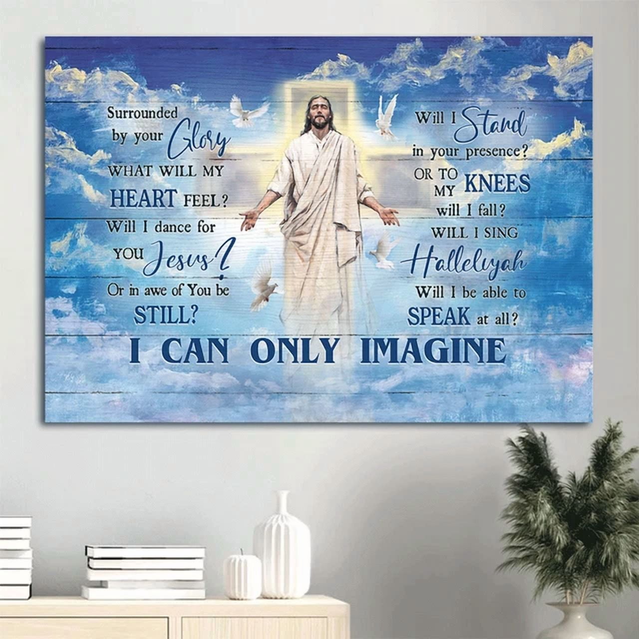 Jesus Landscape Poster Blue Sky Holy Spirit Dove Jesus Painting Poster ...