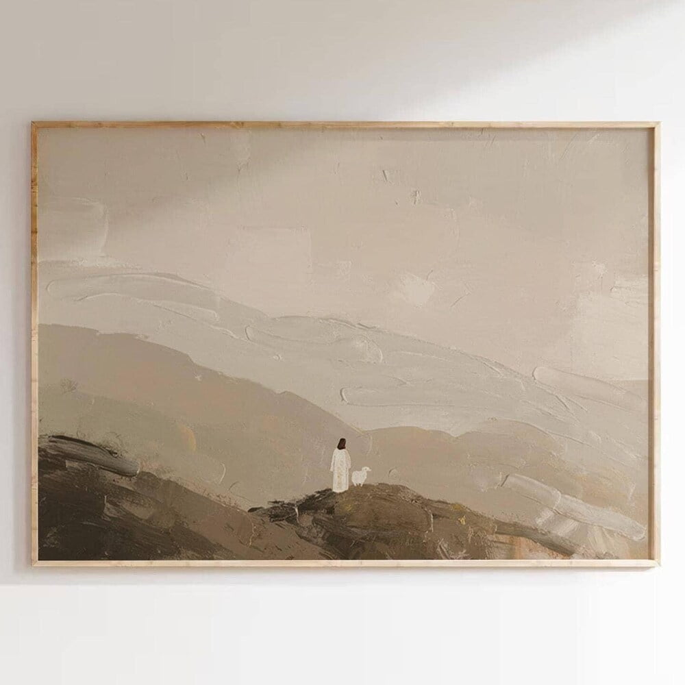 Jesus Leaves The 99 Art Mountain Jesus And Lamb Lost Sheep Landscape ...