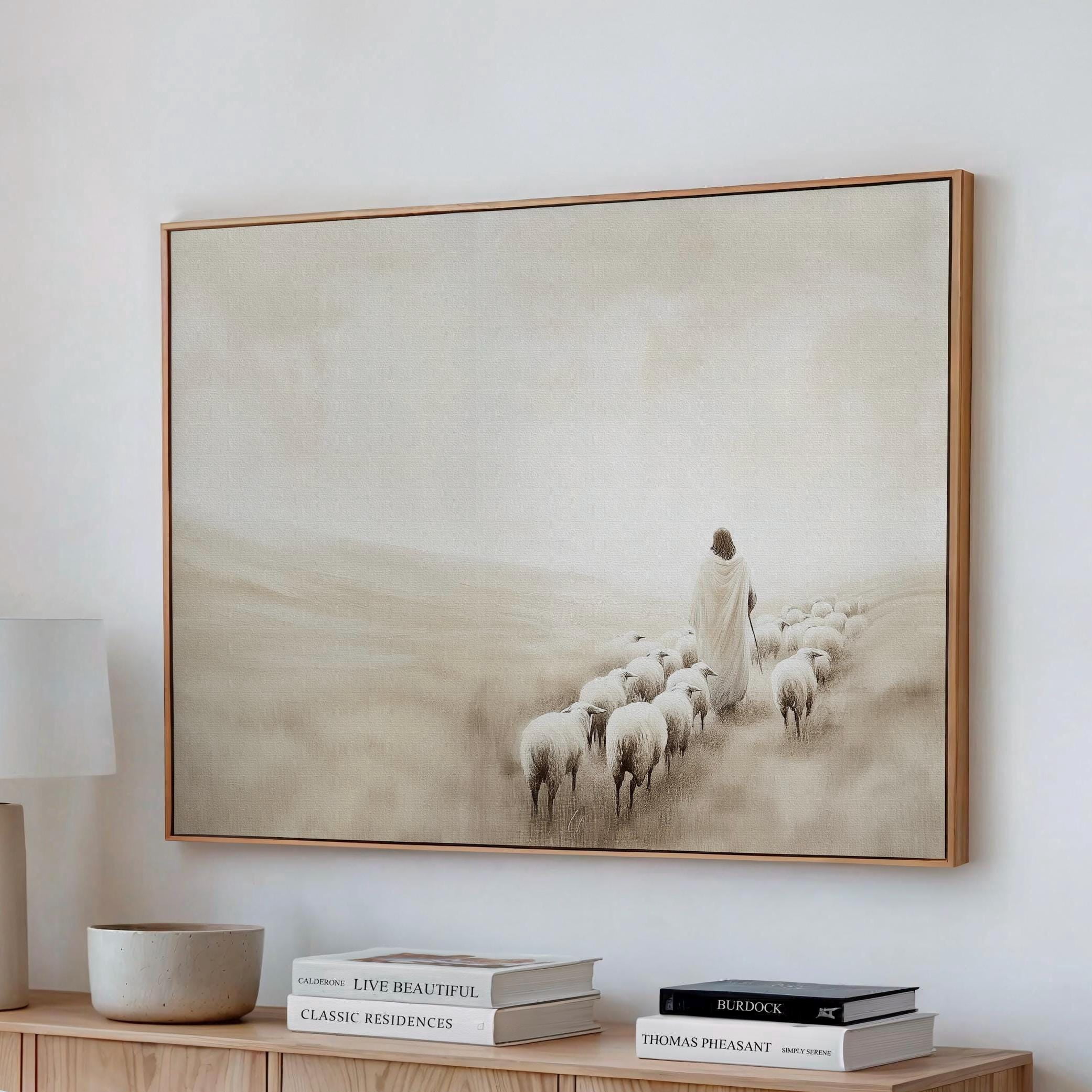 Jesus Leaves The 99 Lost Sheep Good Shepherd Art Jesus Artwork ...