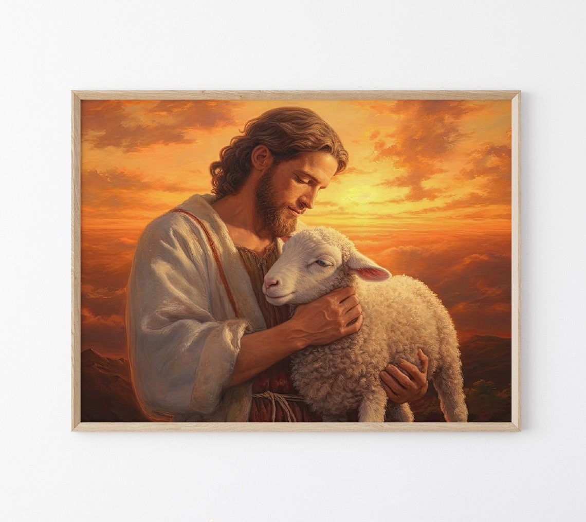 Jesus Leaves The 99 Painting, Parable Of The Lost Sheep, Good Shepherd ...