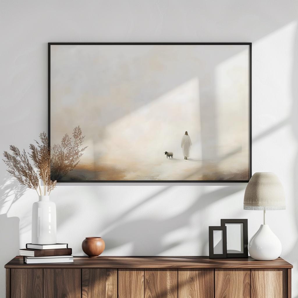 Jesus Leaves The 99 Printed Poster, Minimalist Neutral , Modern Bible ...