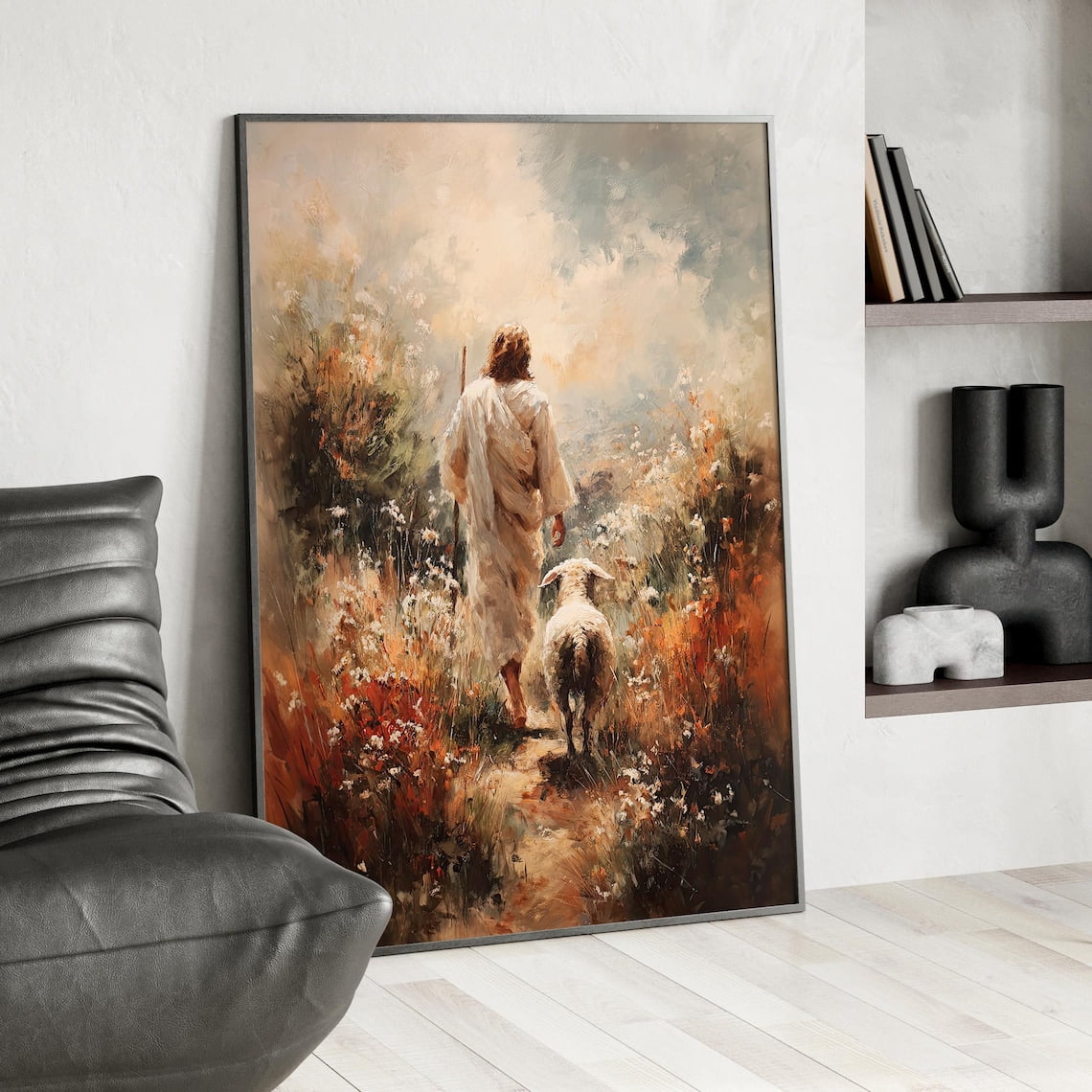 Jesus Leaves The 99 Abstract Parable Lost Sheep Rustic Home Christian ...