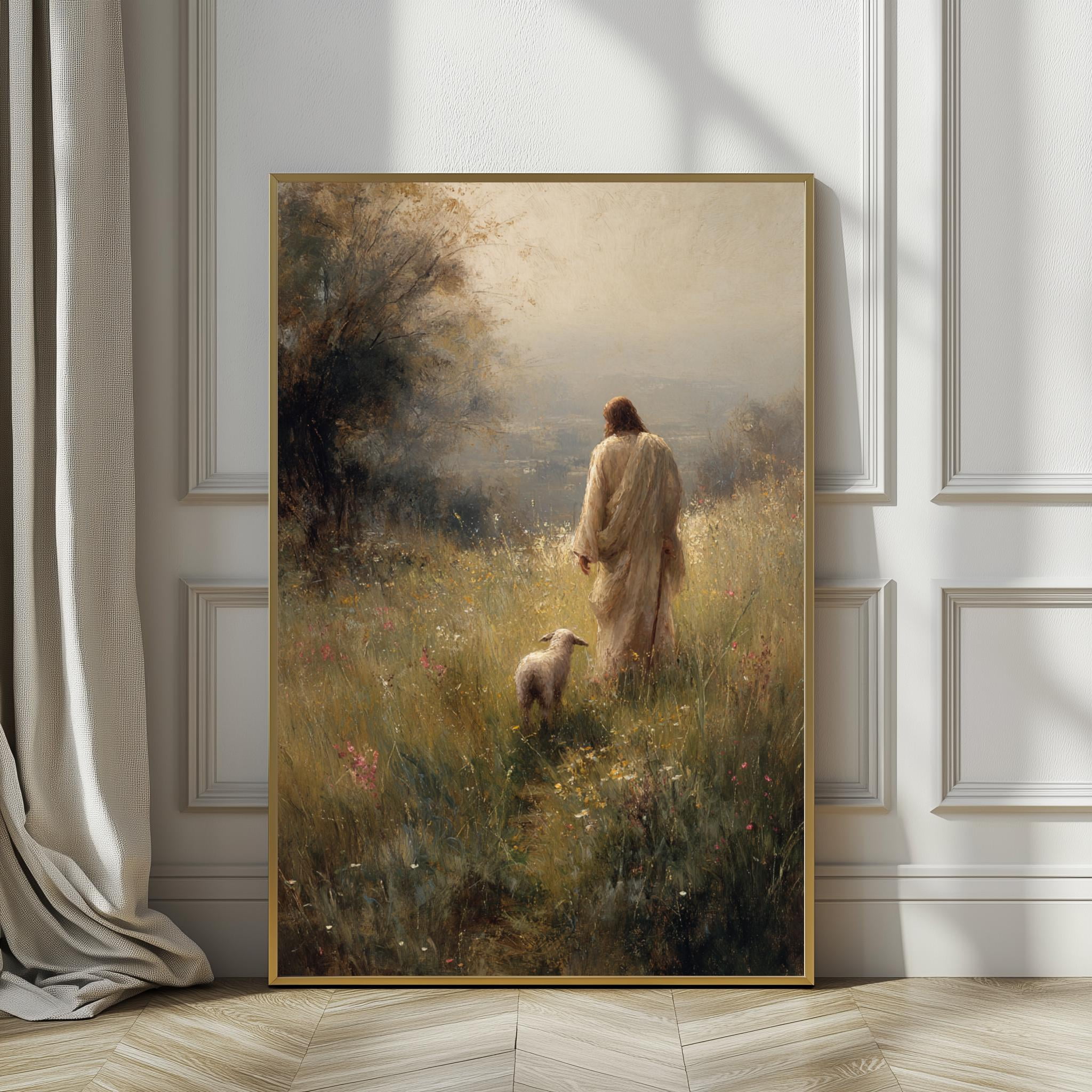 Jesus Leaves The 99, Christian Good Shepherd Artwork, Lost Sheep ...