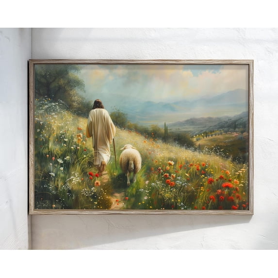 Jesus Leaves The 99 Parable Lost Sheep Good Shepherd Faith Art Bible ...