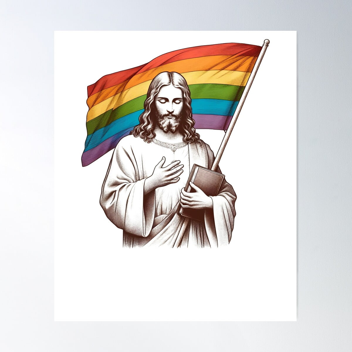 Jesus Lgbt Gay Pride Poster Wall Art, Modern Wall Decor For Living Room ...