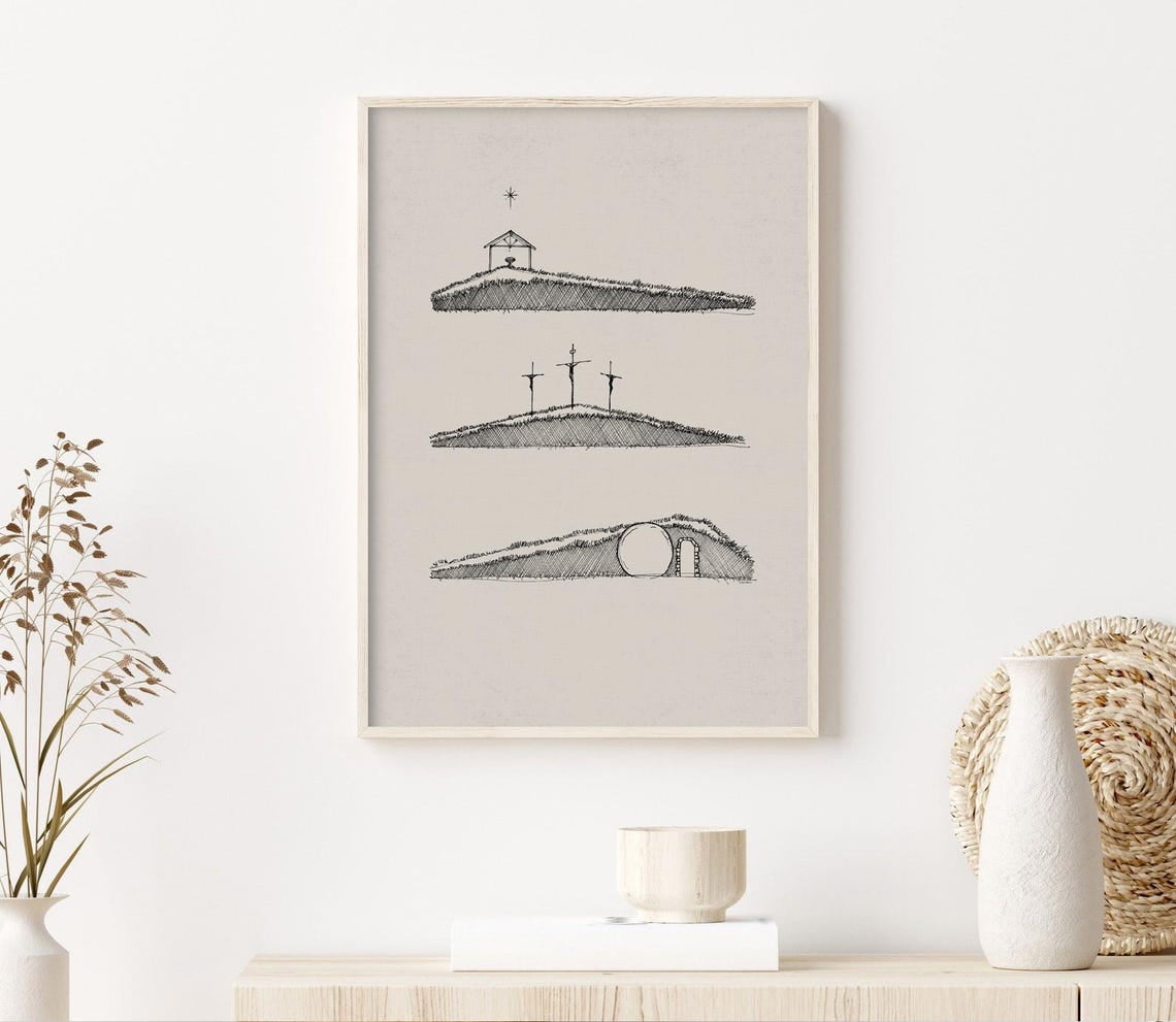 Jesus' Life, Digital Print, Birth, Death And Resurrection, Christmas ...