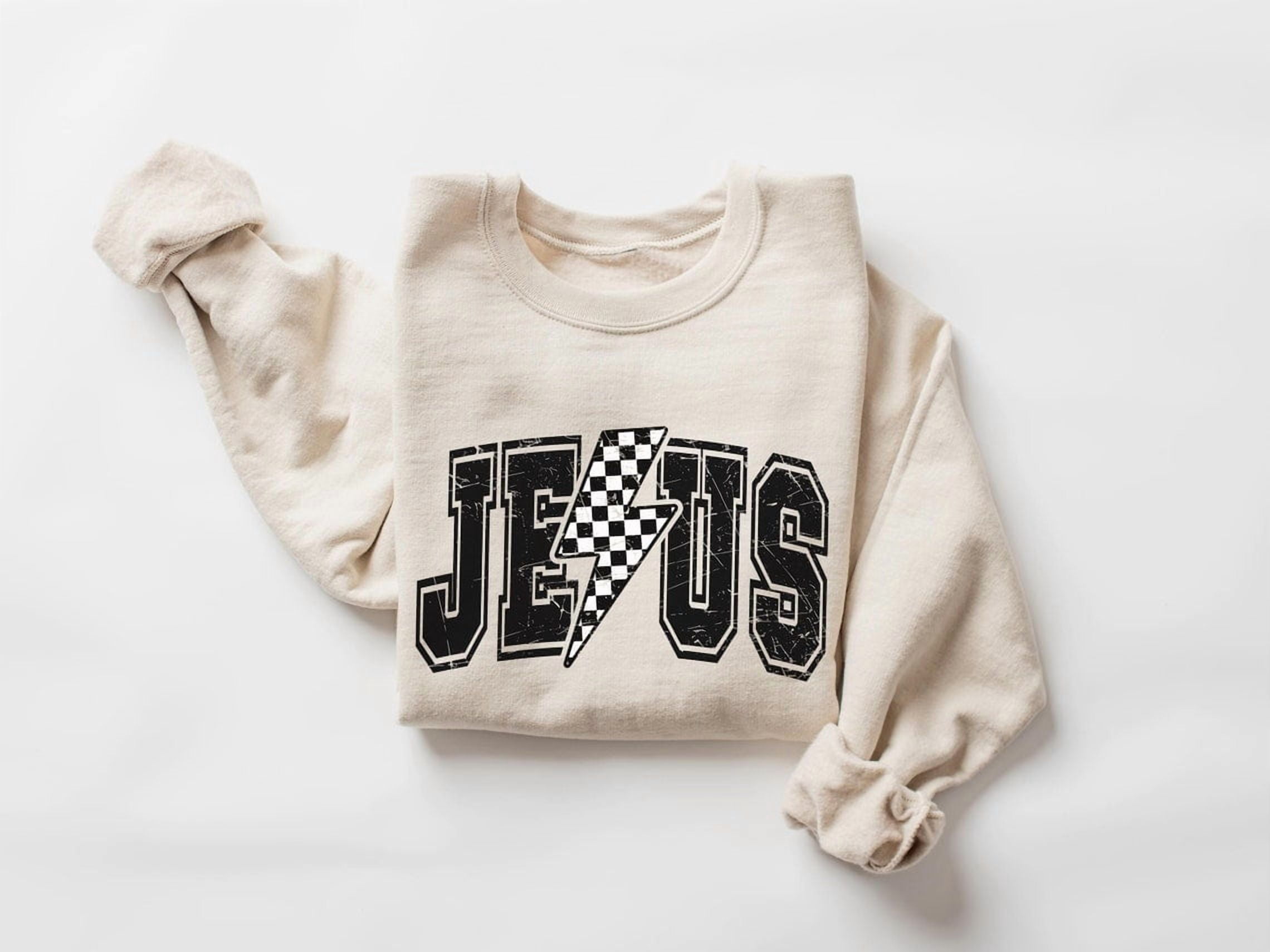 Jesus Lightning Bolt Sweatshirt | Retro Christian Crewneck | Faith ...