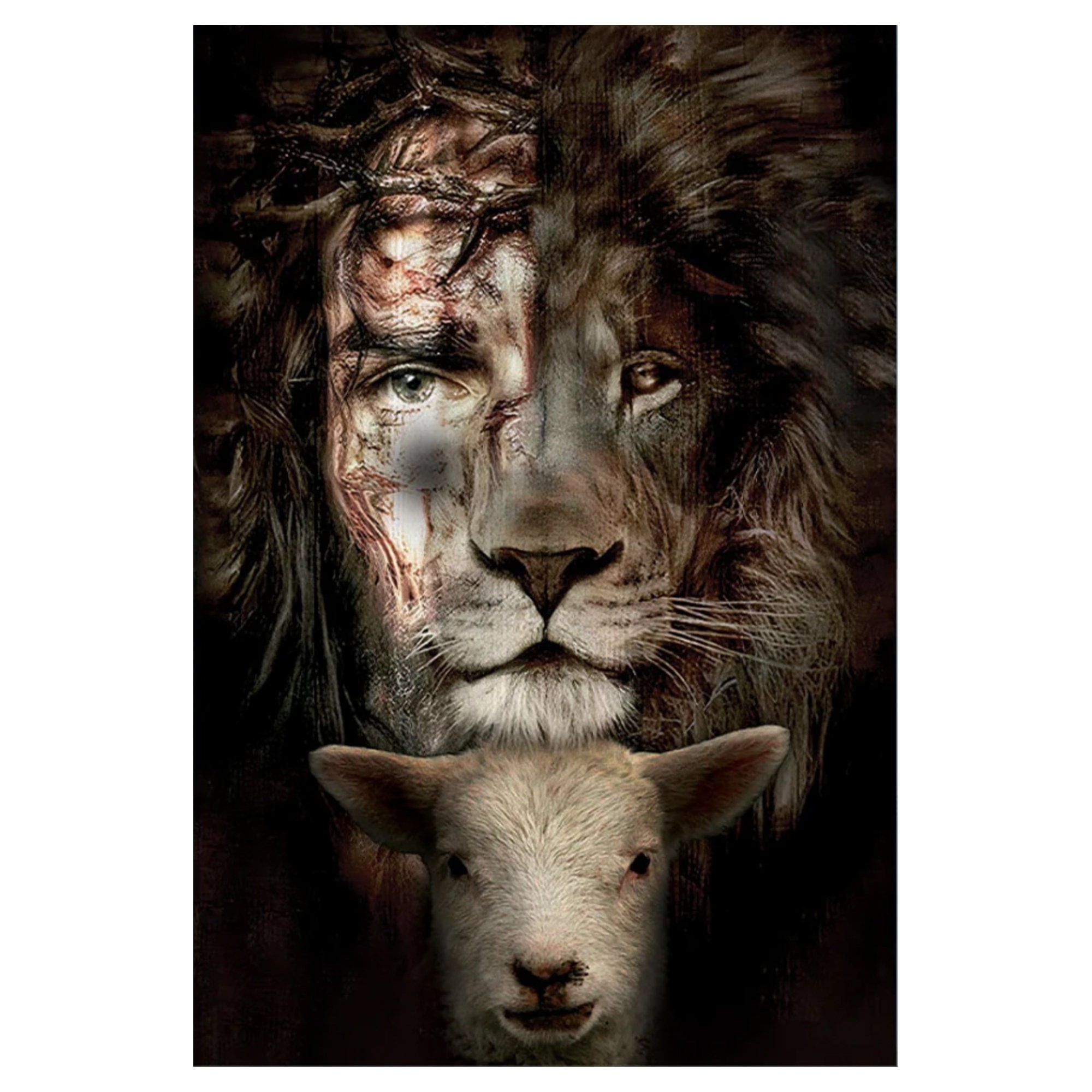 Jesus Lion And Lamb Poster, Jesus Poster, Christian Wall Art, Gift For ...