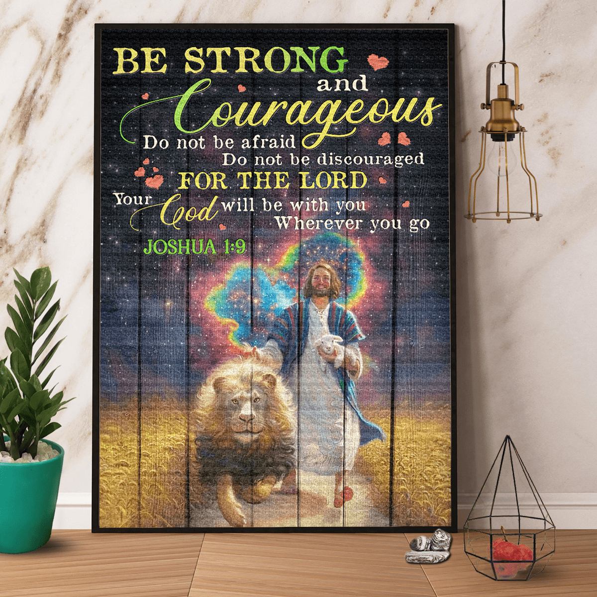 Jesus & Lion Be Strong And Courage Do Not Be Afraid Paper Poster No ...
