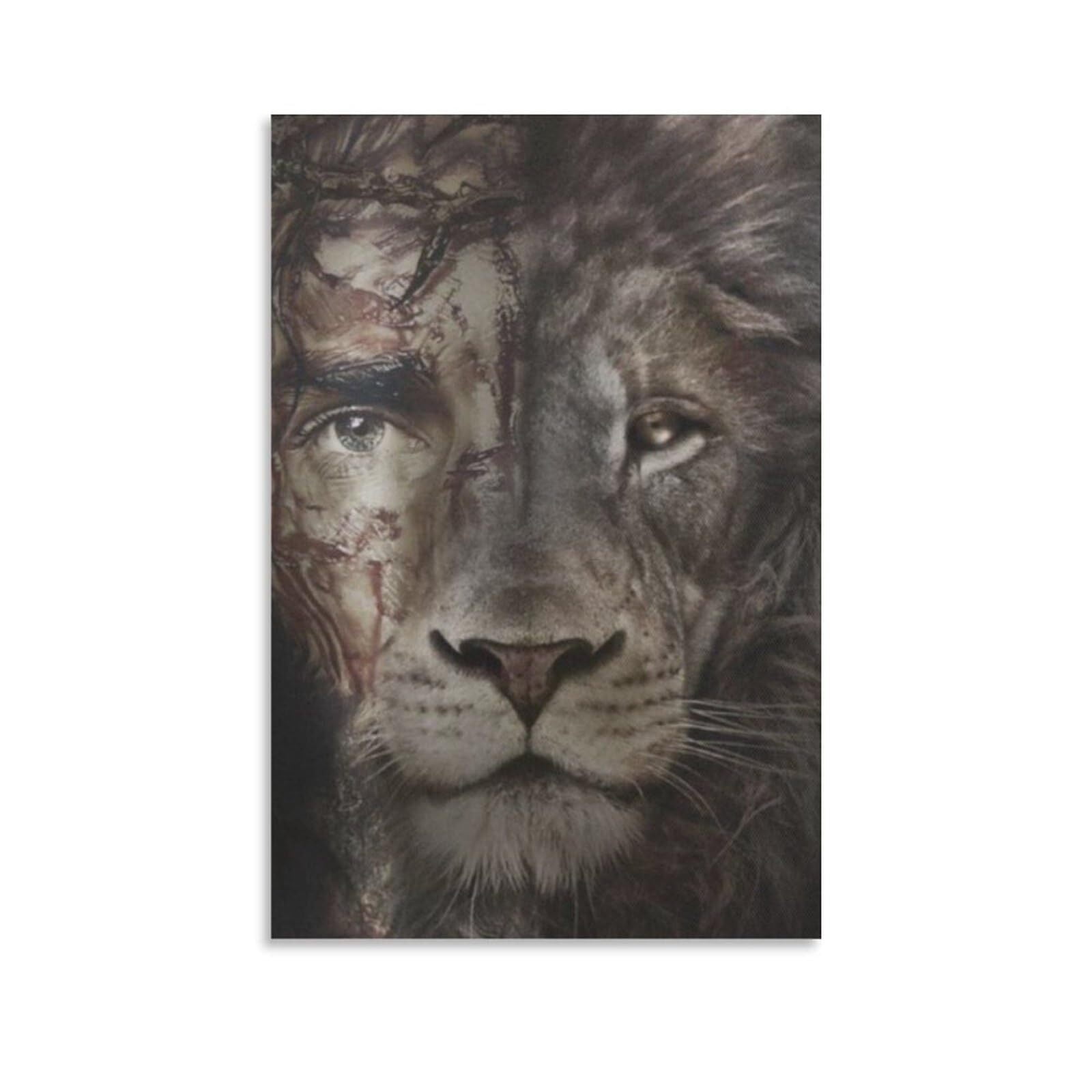 Jesus & Lion Jesus Lion Face The Lion Of Judah Jesus Christ Canvas Art ...