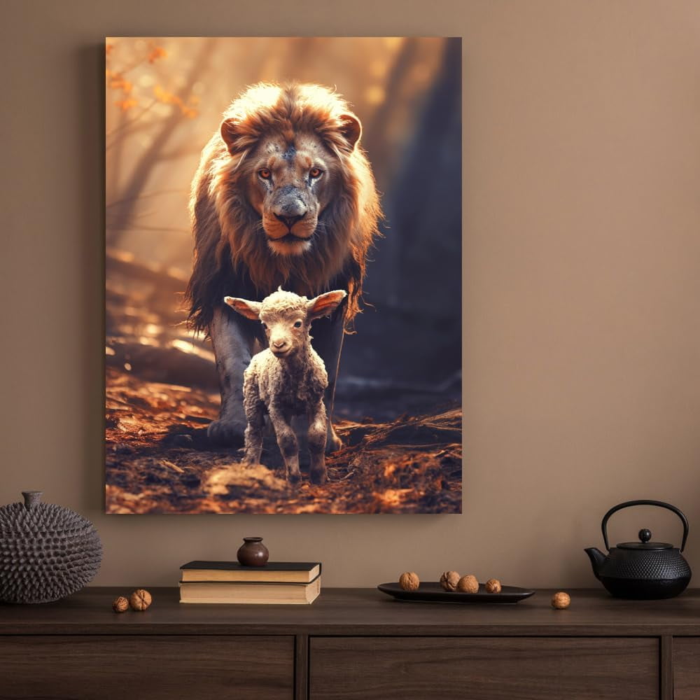 Jesus Lion Lamb Canvas Wall Art Decor Picture Christians God Judas ...