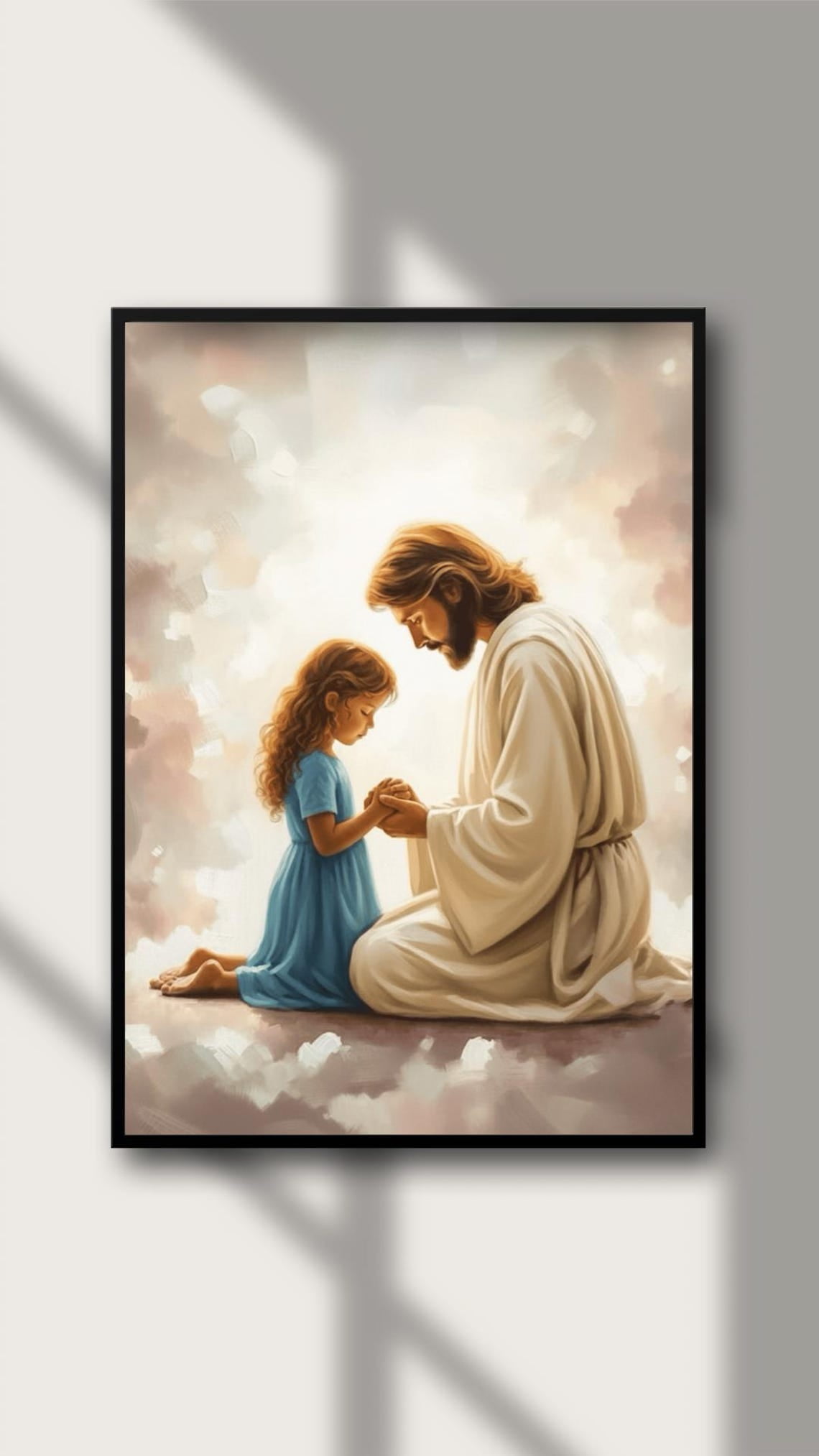 Jesus And Little Girl Praying, Christian Art, Jesus And Child Print ...