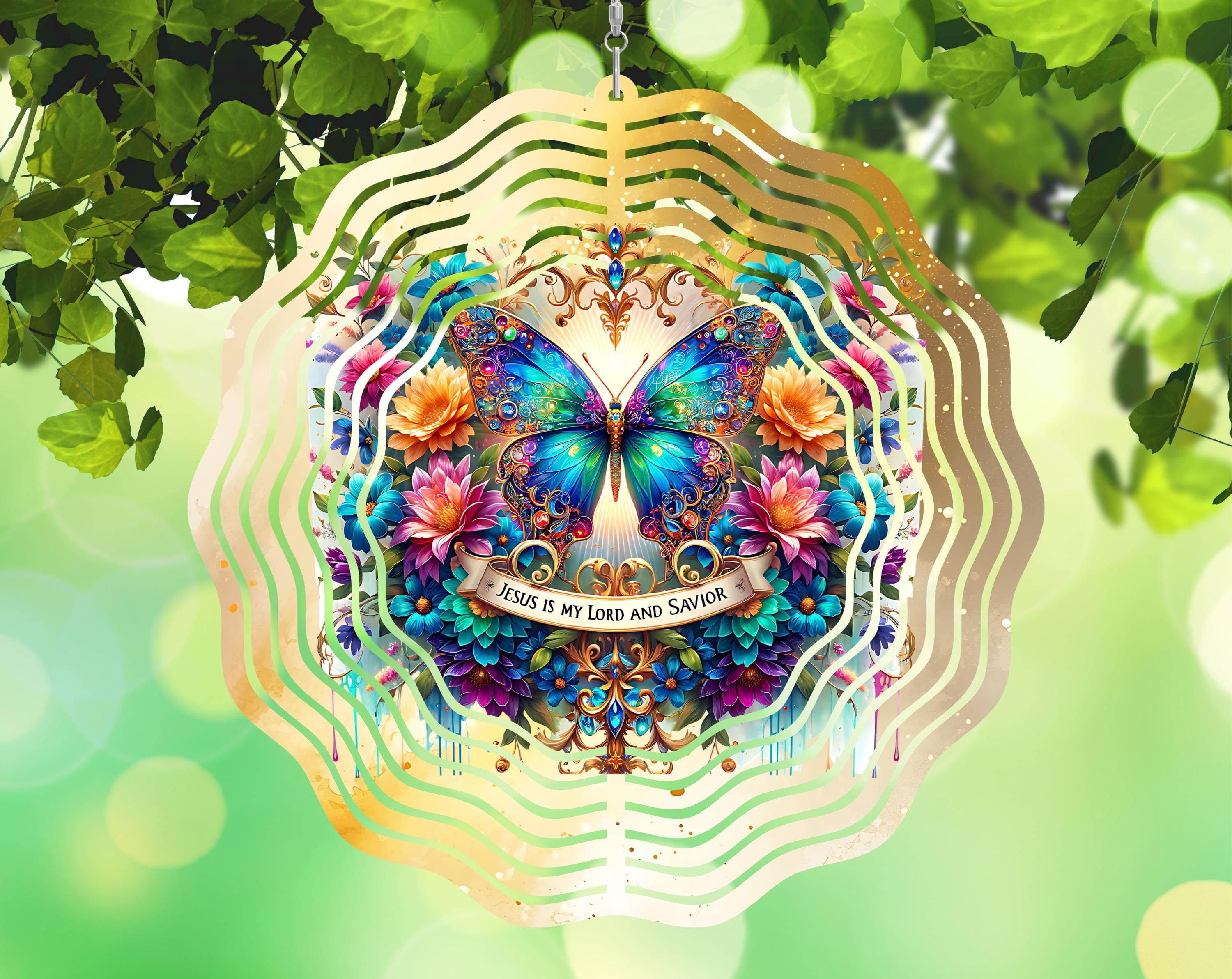 Jesus Lord Savior 3D Wind Spinner Christian Floral Kinetic Art ...