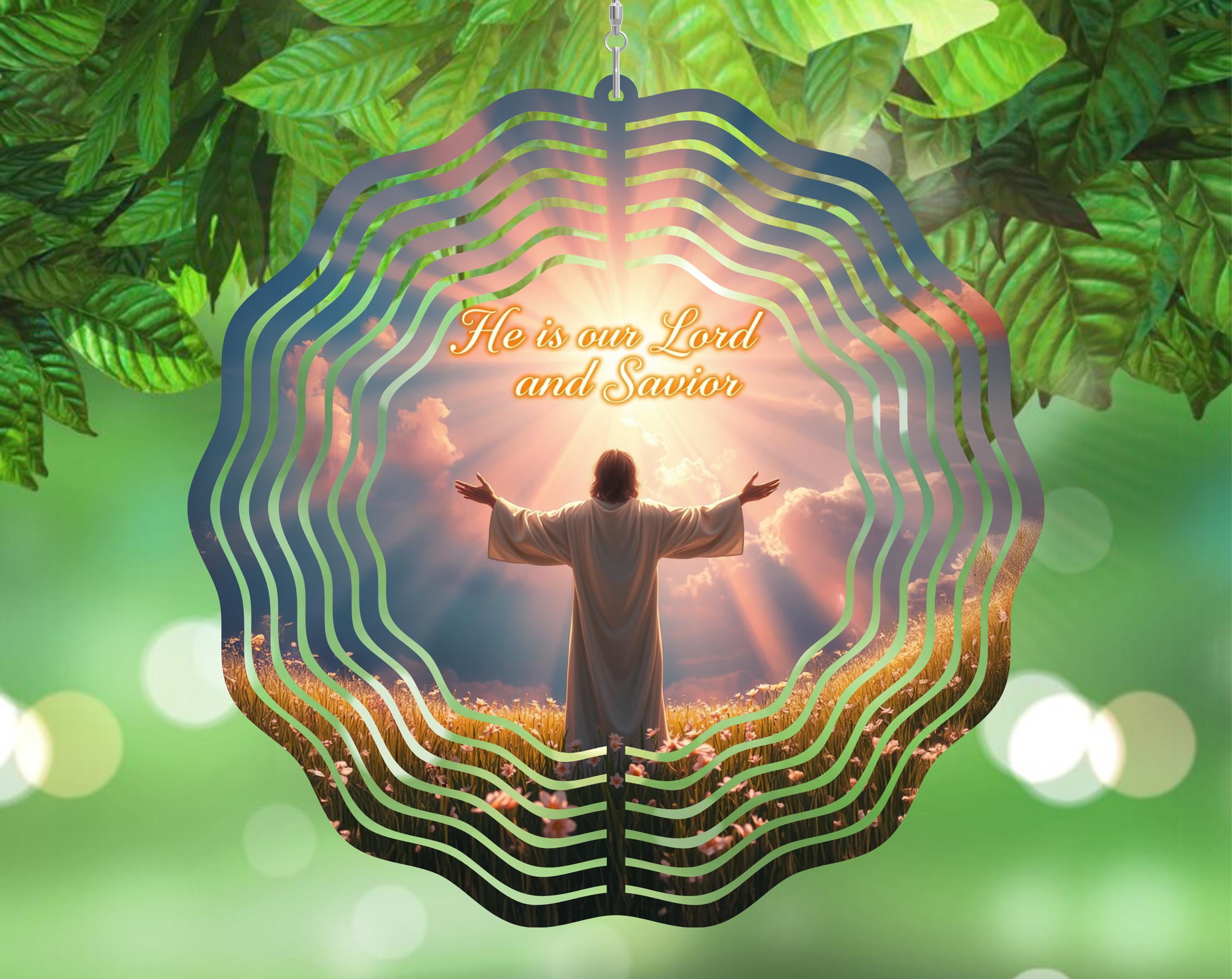 Jesus Lord Savior 3D Wind Spinner Floral Christian Kinetic Art ...