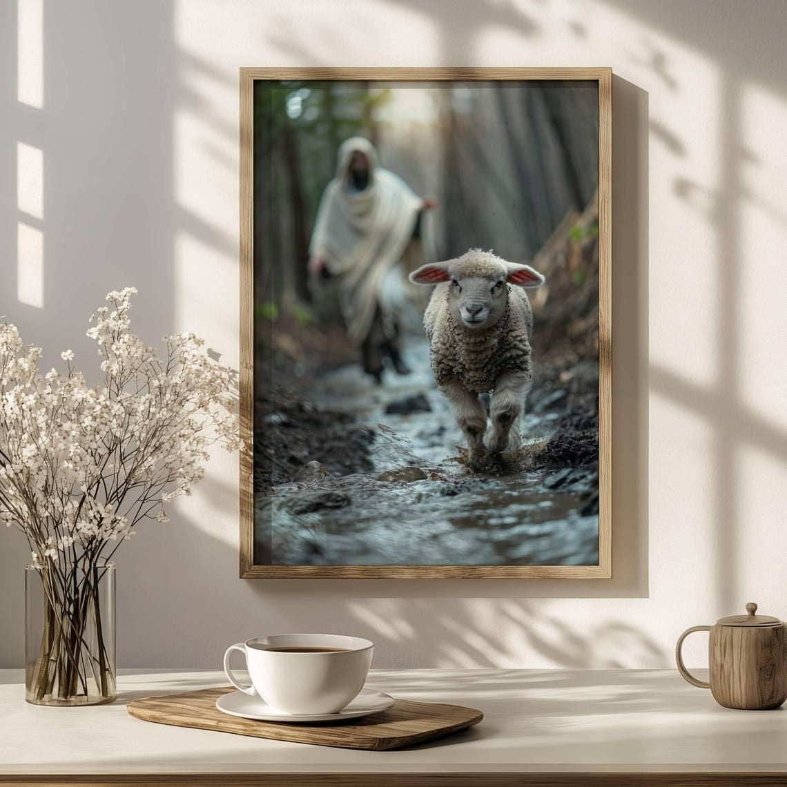 Jesus Lost Sheep Print: Catholic Scripture Wall Art (Matte Vertical ...