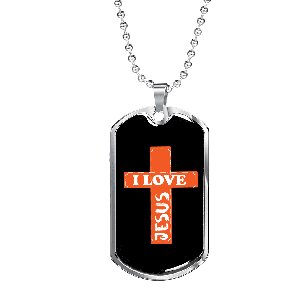 Jesus Love Cross Christian Necklace Stainless Steel or 18k Gold Dog Tag ...