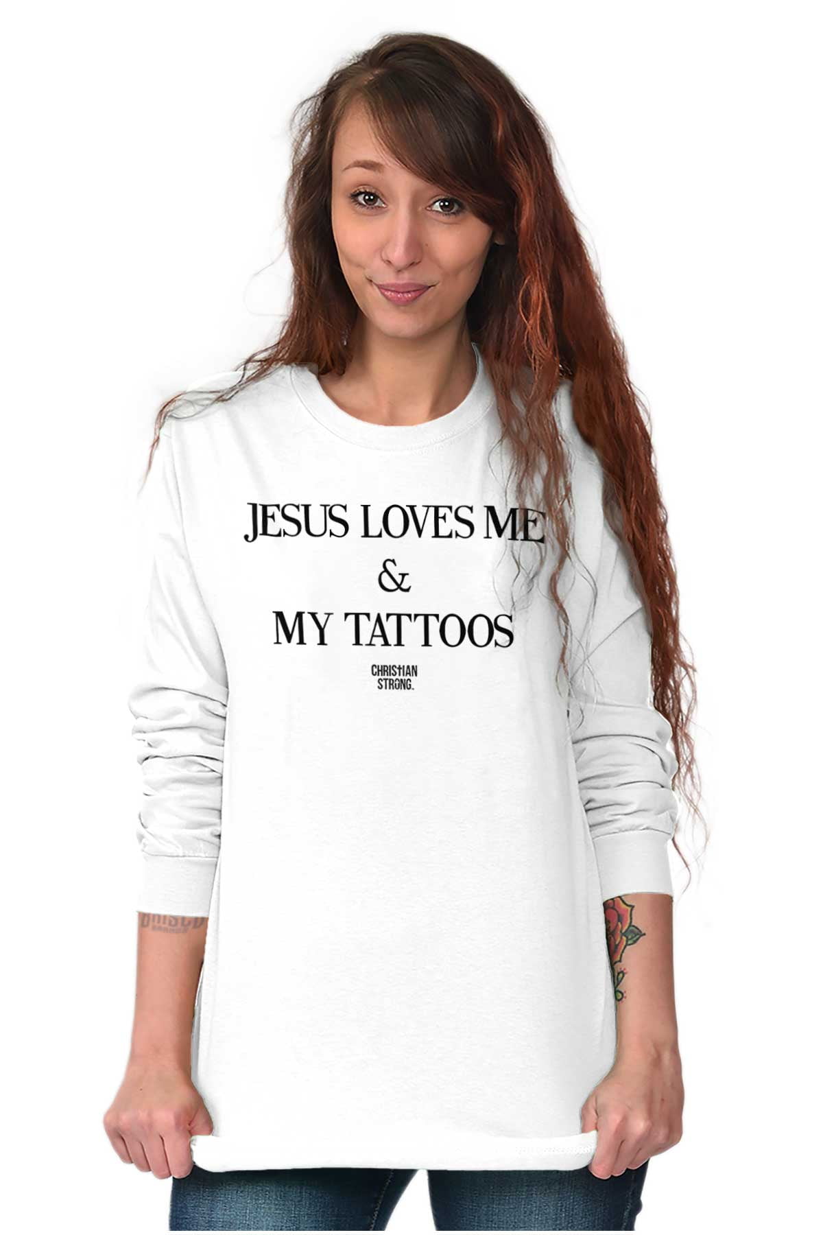 Jesus Love Me and My Tattoos Women's Long Sleeve T Shirt Brisco Brands L - Walmart.com
