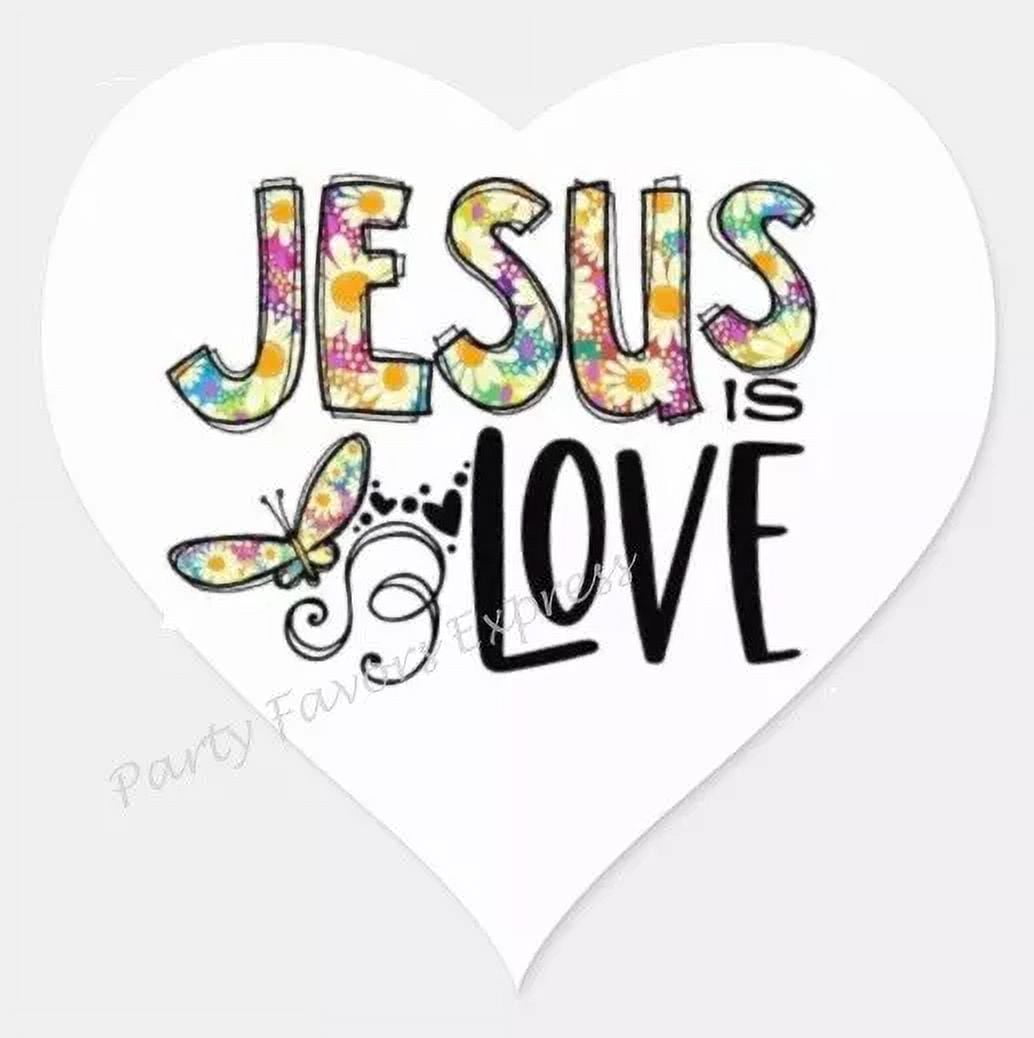 Jesus Is Love Sticker Party Favors Sticker - (Heart Shaped) Envelope ...