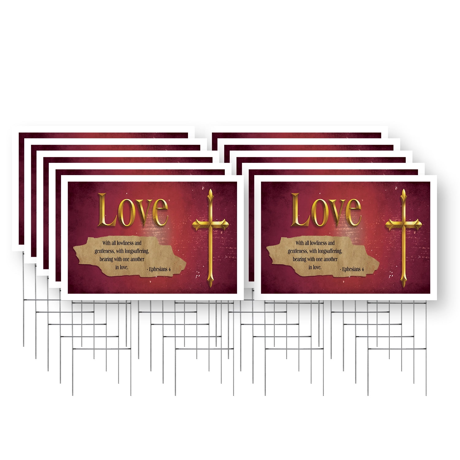 Jesus Love Yard Sign 10 Pack of 24 Inch x 36 Inch Double Sided ...