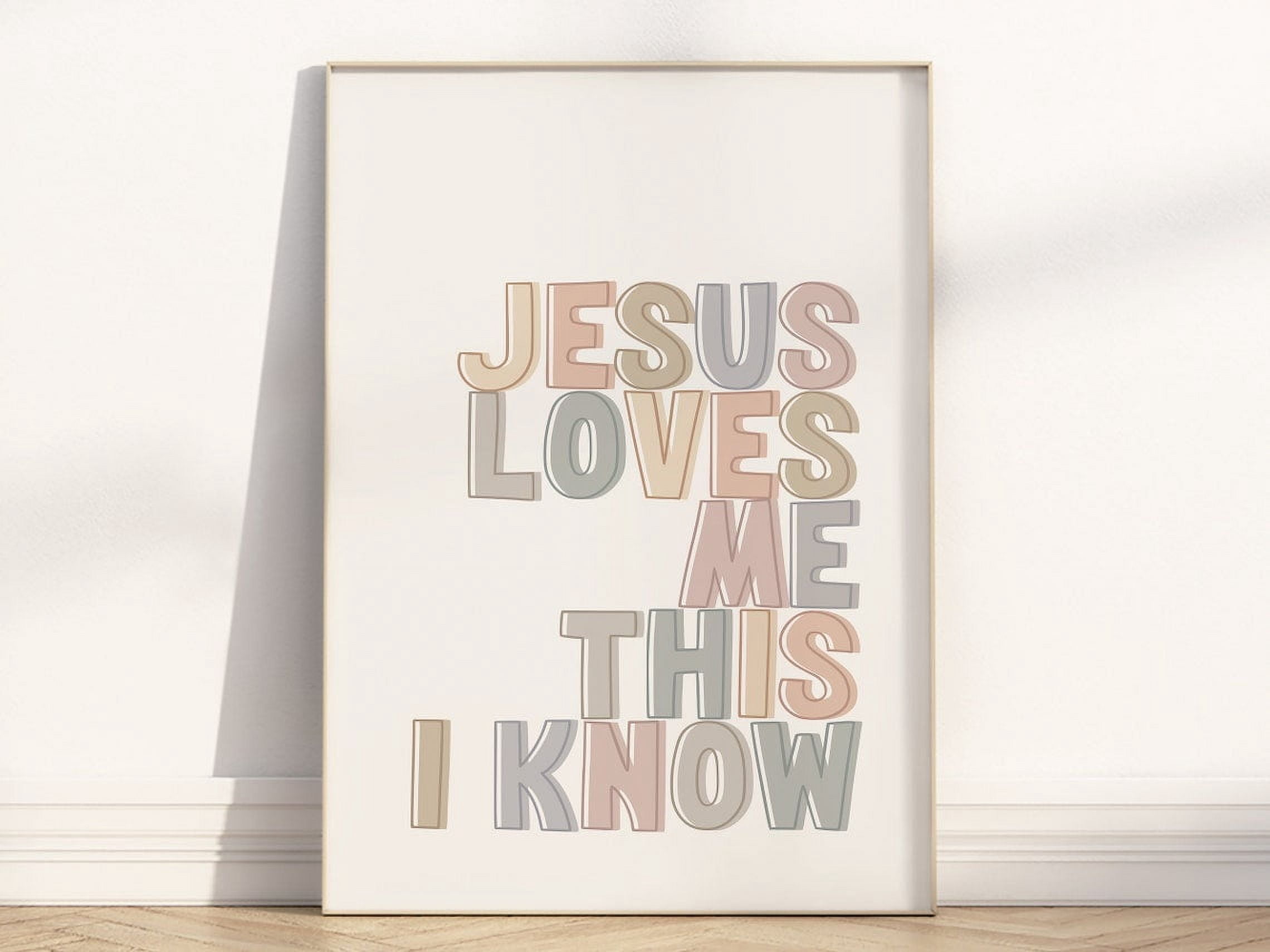 Jesus Loves Me This I Know Wall Art, Boho Christian Nursery Hymn ...