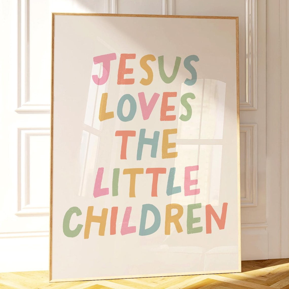 Jesus Loves The Little Children Print, Kids Christian Wall Art ...