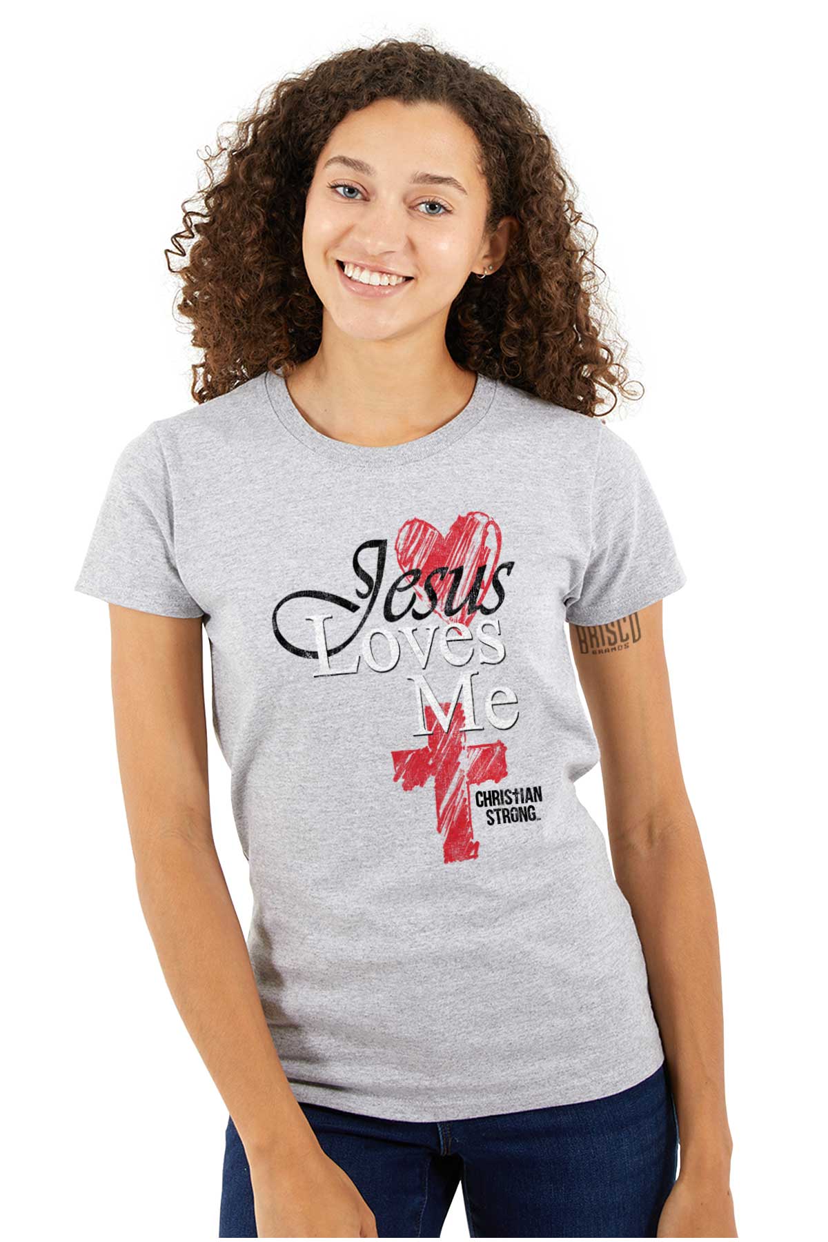 Jesus Loves Me Heart Cross Faith Women's Plus Size Shirt Brisco Brands 3X - Walmart.com