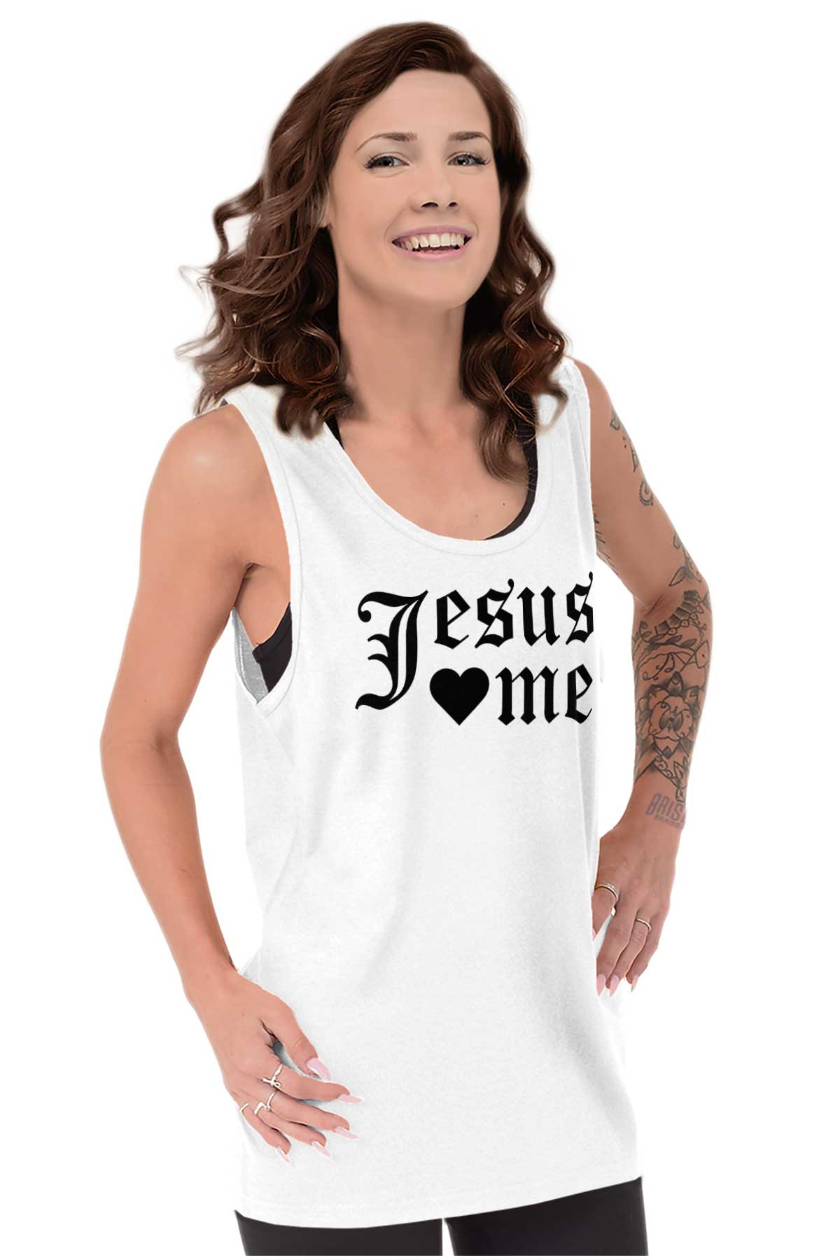 Jesus Loves Me Religious Christian Women Plus Size Tank Top Brisco ...