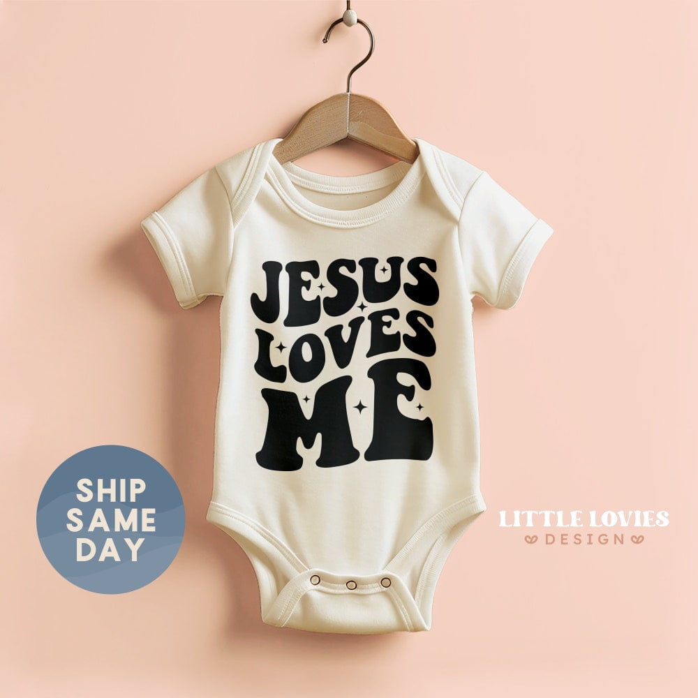 Jesus Loves Me Onesie, Christian Baby Bodysuit, Religious Baby Bodysuit ...