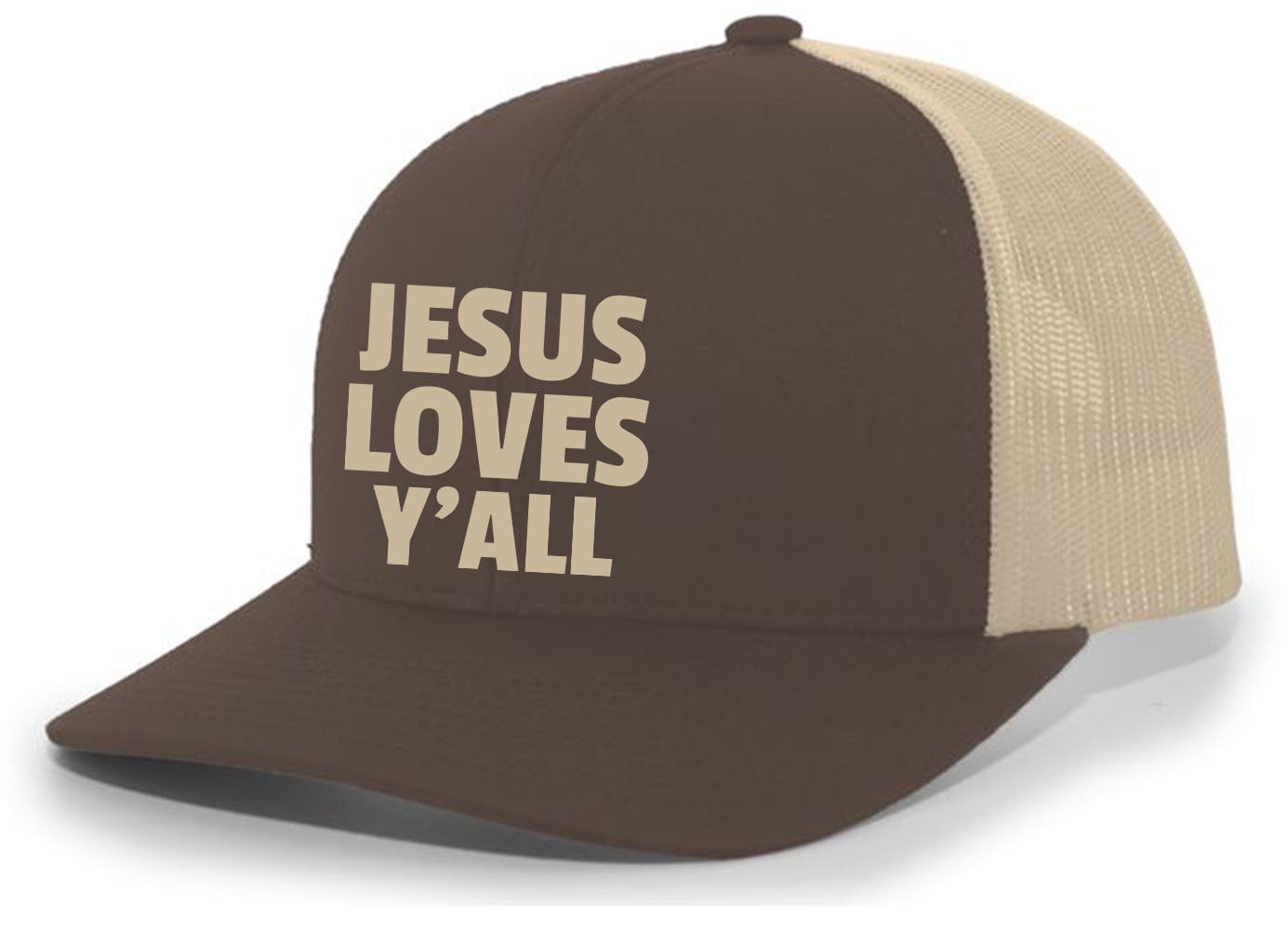 Jesus Loves Y'all Christian Mens Hat Embroidered Mesh Back Trucker ...