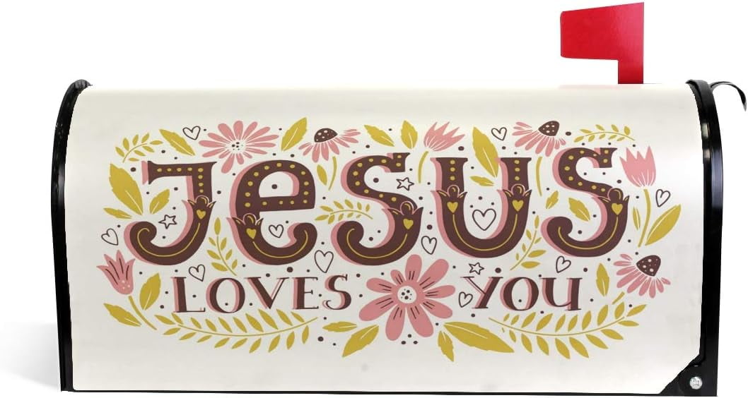 Jesus Loves You Christian Monogram Magnetic Mailbox Cover MailWraps ...