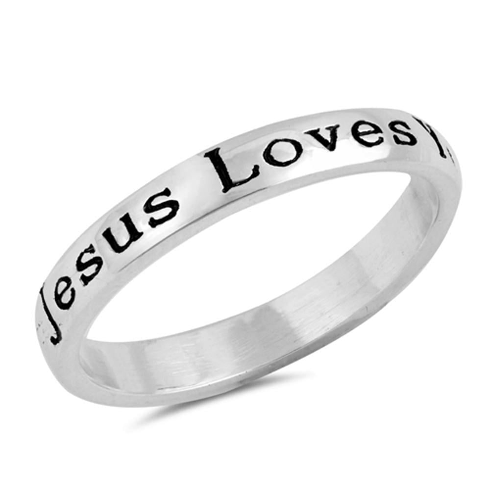 Jesus Loves You Christian Promise Faith Ring 925 Sterling Silver Band ...