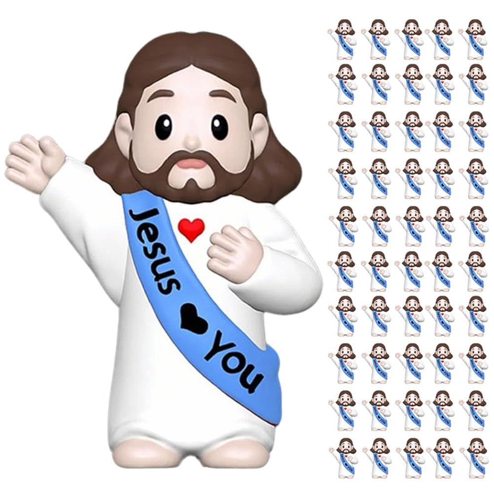 "Jesus Loves You" Figurines 50-Pack - Colorful Sash Mini Statues for ...