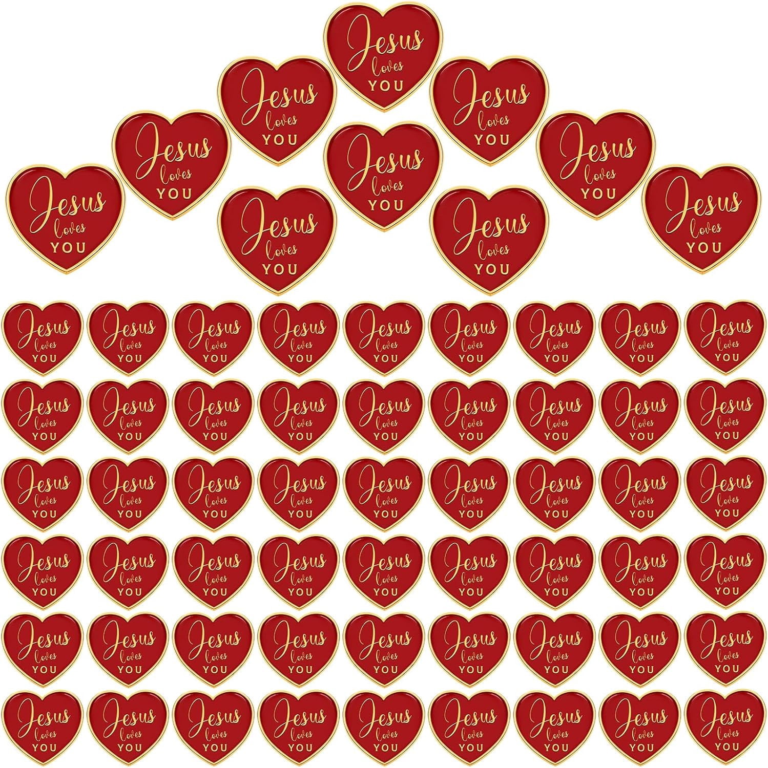 Jesus Loves You Pins Bulk Religious Heart Pins Bulk Christian Church ...