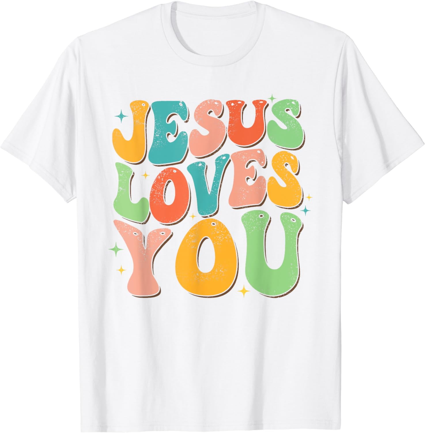 Jesus Loves You Retro Groovy Style Graphic Design Women T-Shirt ...