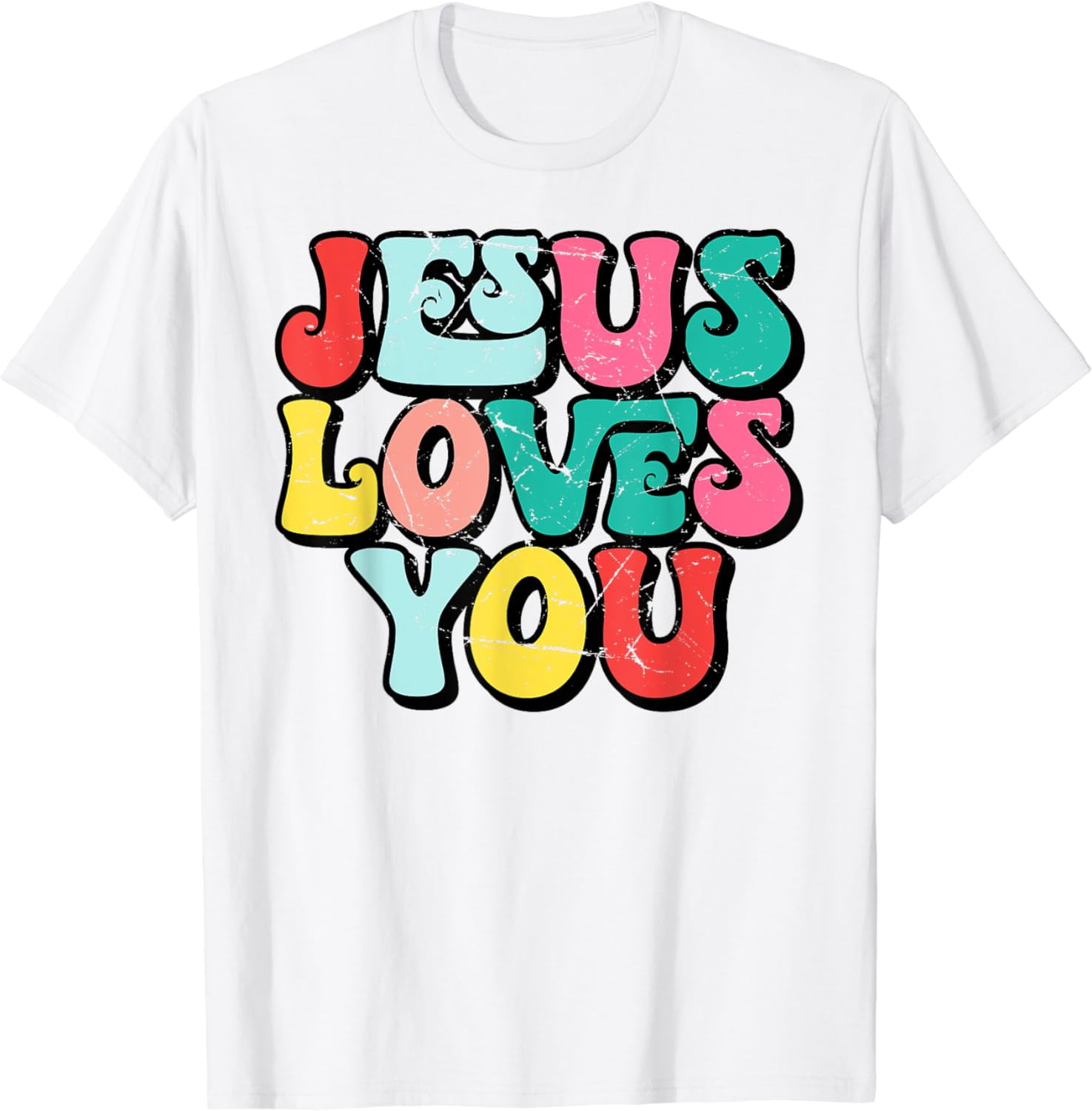 Jesus Loves You Retro Vintage Style Groovy Style Womens T-Shirt ...