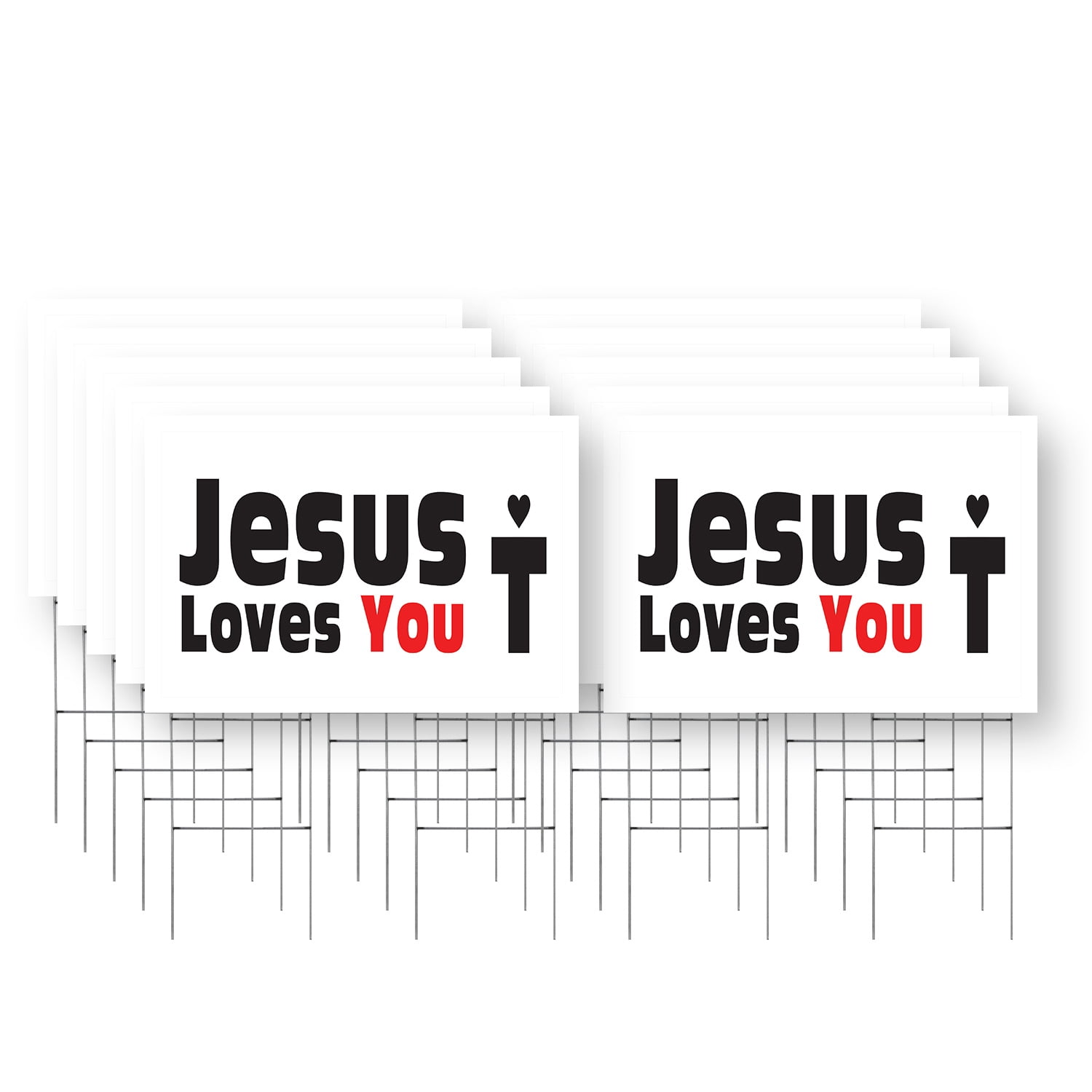 Jesus Loves You Yard Sign 10 Pack of 24 Inch x 36 Inch Double Sided ...